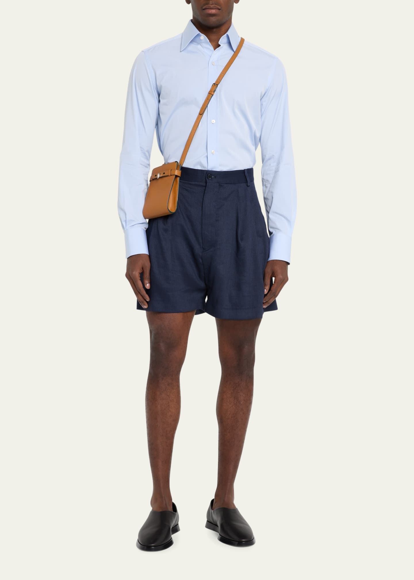Valextra Men’s Brera B-Tracollina Slim Crossbody Bag - Bergdorf Goodman