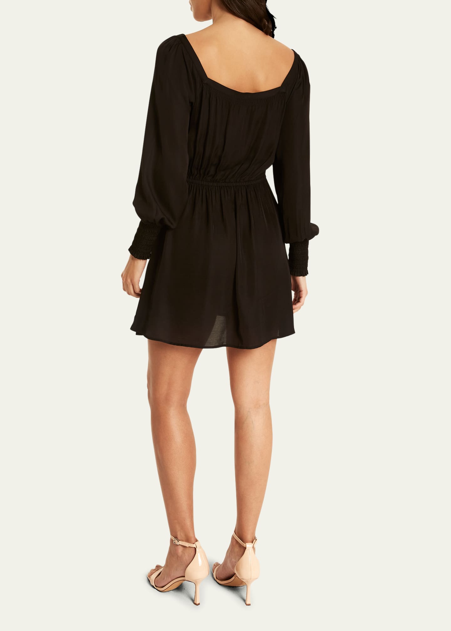 Secret Mission Minneli Smocked-Cuff Drawstring Mini Dress - Bergdorf ...