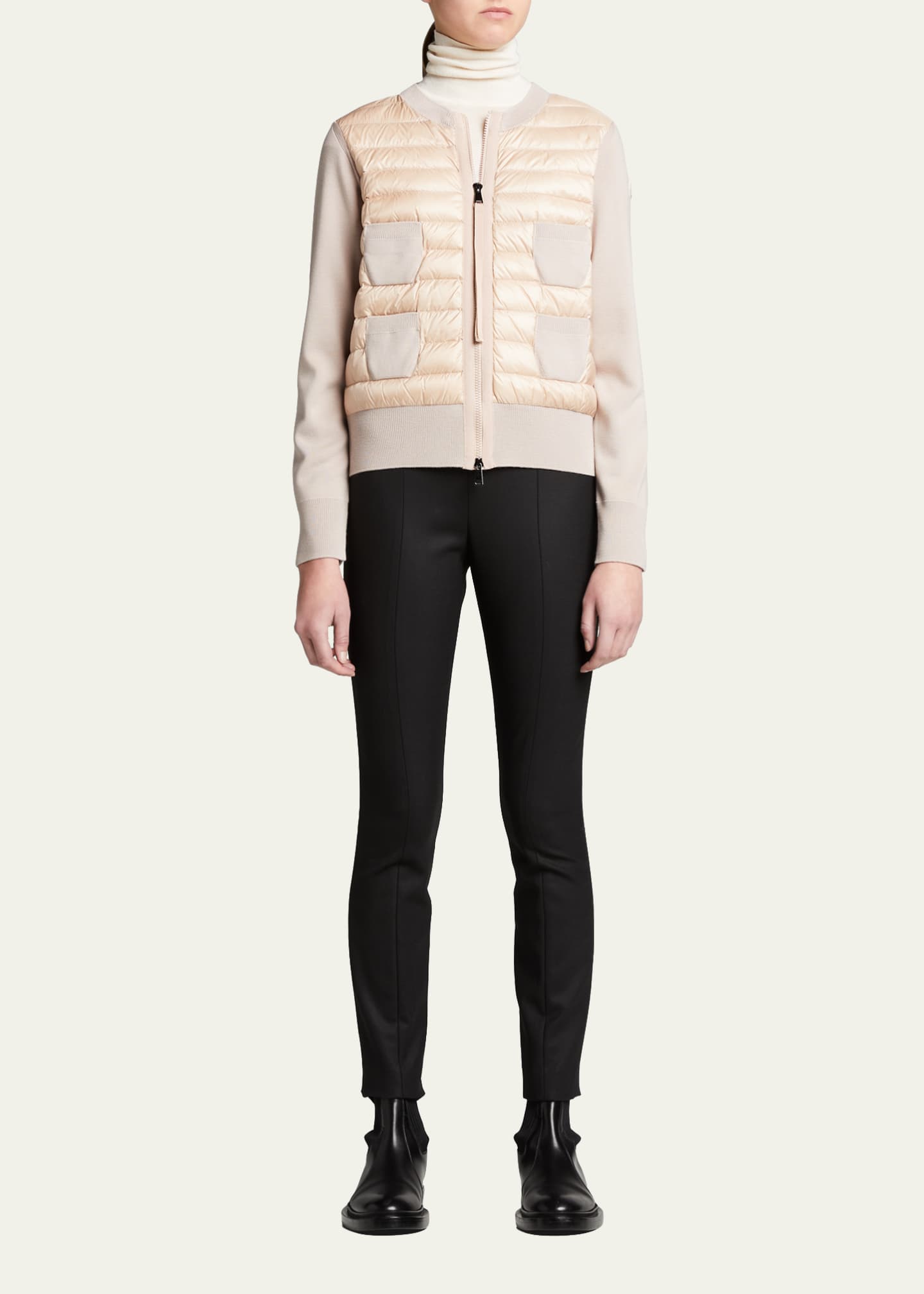 Moncler Knit and Channel-Quilt Combo Cardigan - Bergdorf Goodman