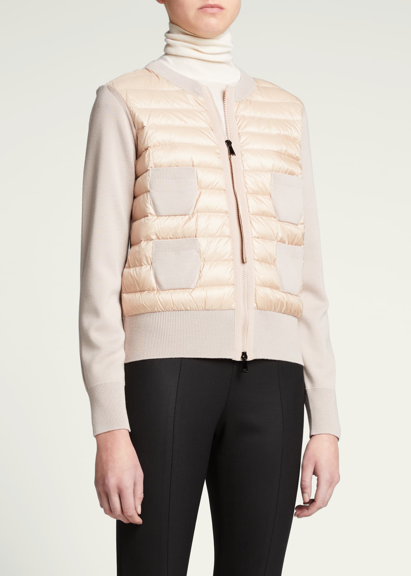 Moncler Knit and Channel-Quilt Combo Cardigan - Bergdorf Goodman