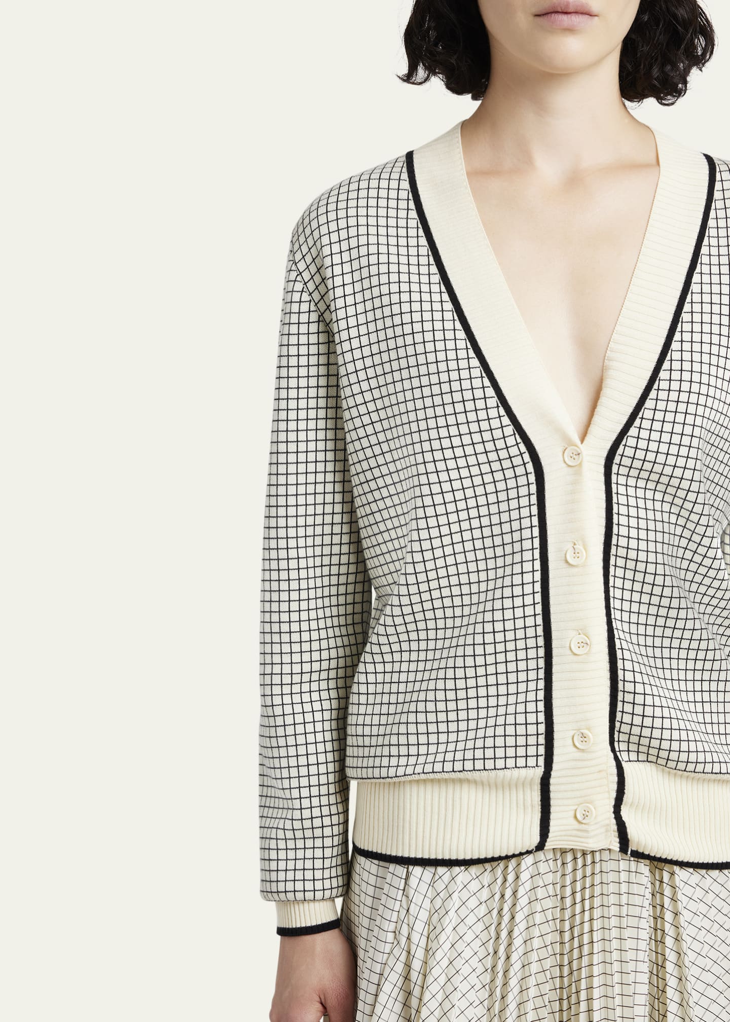 Plan C Check Pattern Cardigan - Bergdorf Goodman