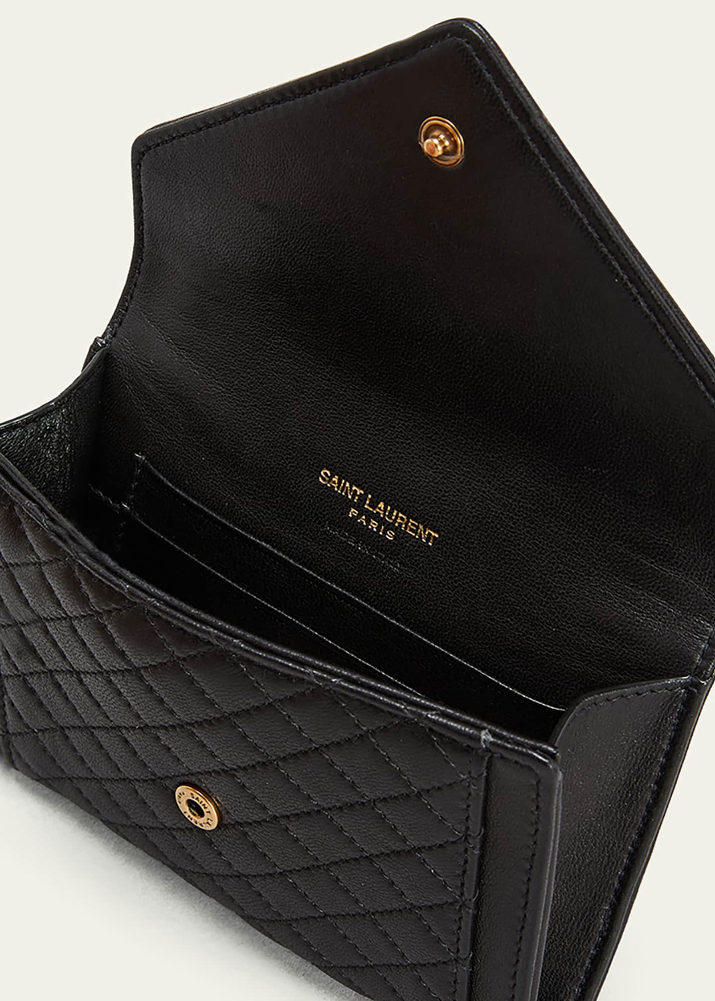 Saint Laurent Gaby Small YSL Flap Envelope Wallet in Quilted Smooth ...