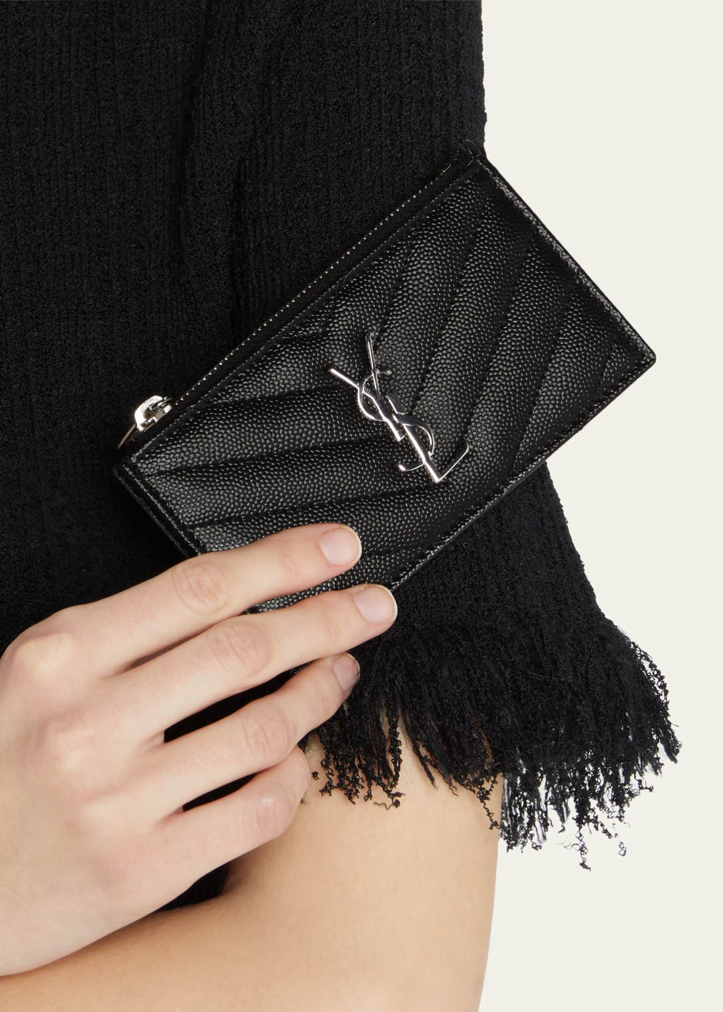 Saint Laurent Fragments YSL Quilted Leather Card Case - Bergdorf Goodman