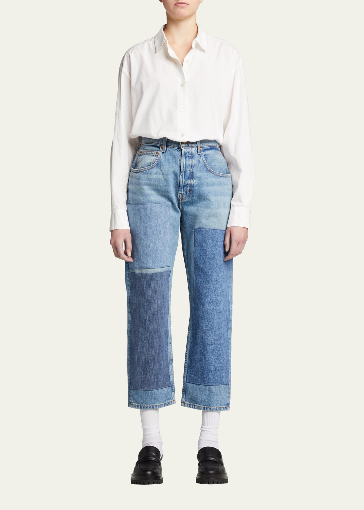B SIDES Marcel Mid-Rise Relaxed Straight Crop Jeans - Bergdorf Goodman