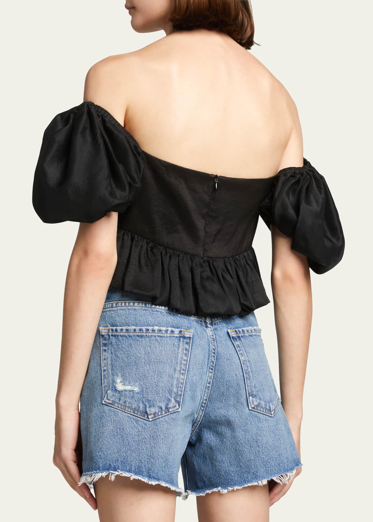 Azeeza Kam Crop Puff-Sleeve Top - Bergdorf Goodman