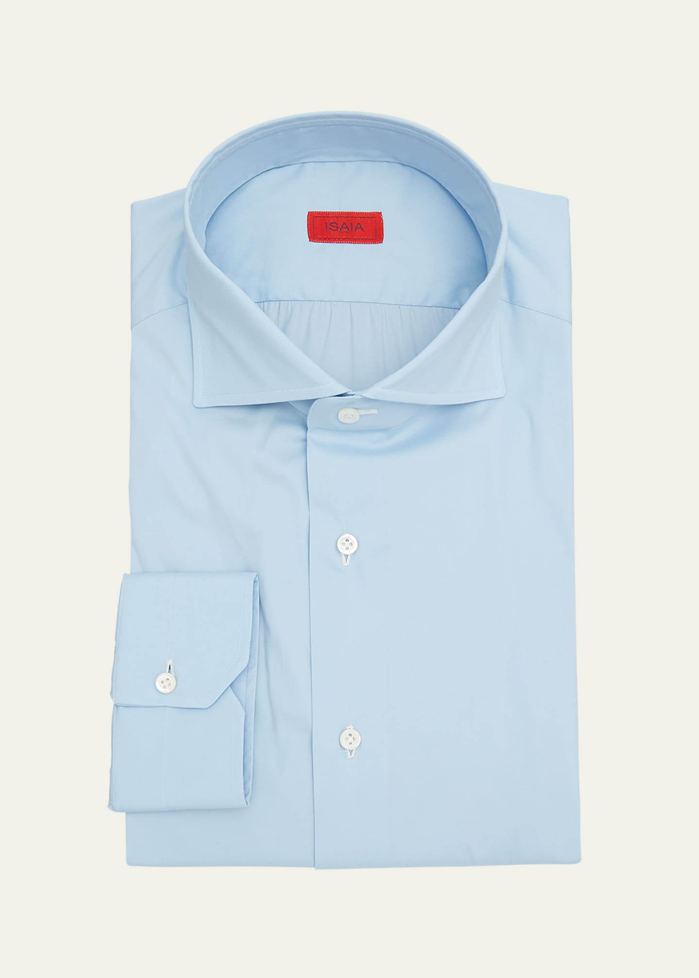 Isaia Men's Solid Long-Sleeve Cotton Dress Shirt - Bergdorf Goodman