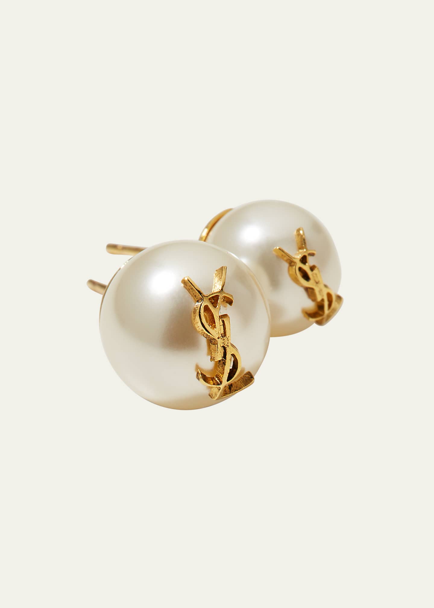 Saint Laurent YSL Pearly Stud Earrings - Bergdorf Goodman