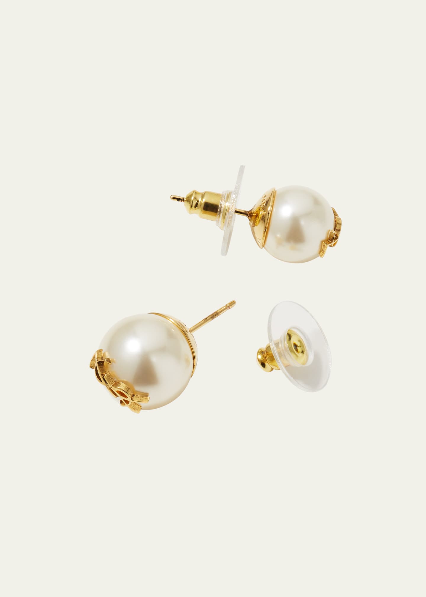 Saint Laurent YSL Pearly Stud Earrings - Bergdorf Goodman
