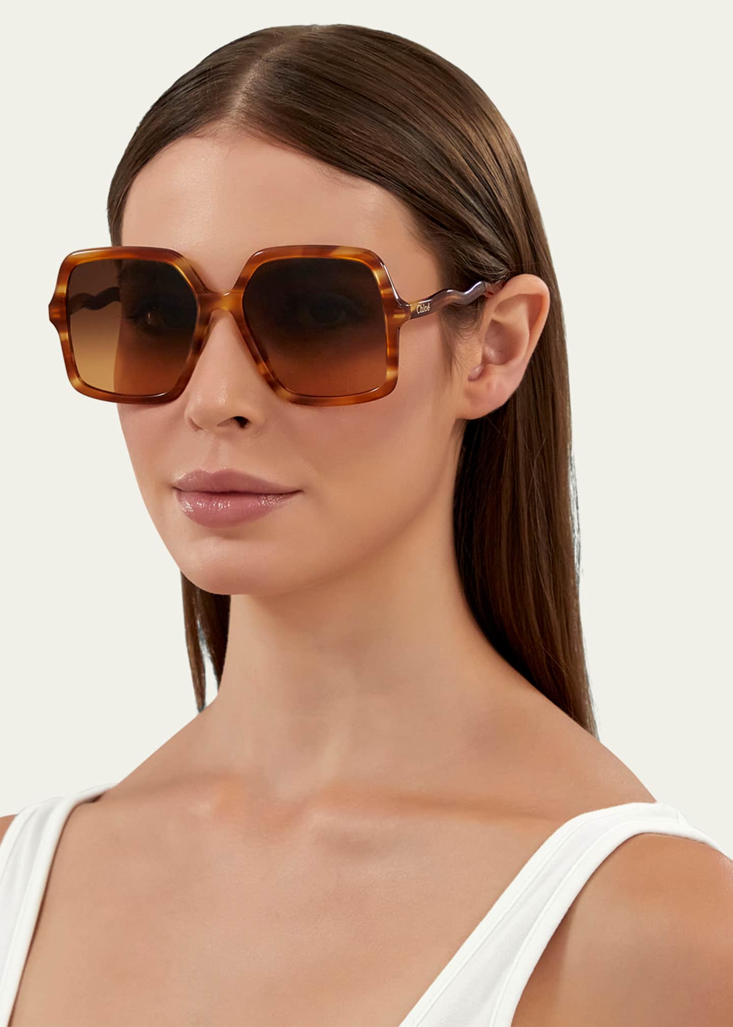 Chloe Wavy Rectangle Acetate Sunglasses - Bergdorf Goodman