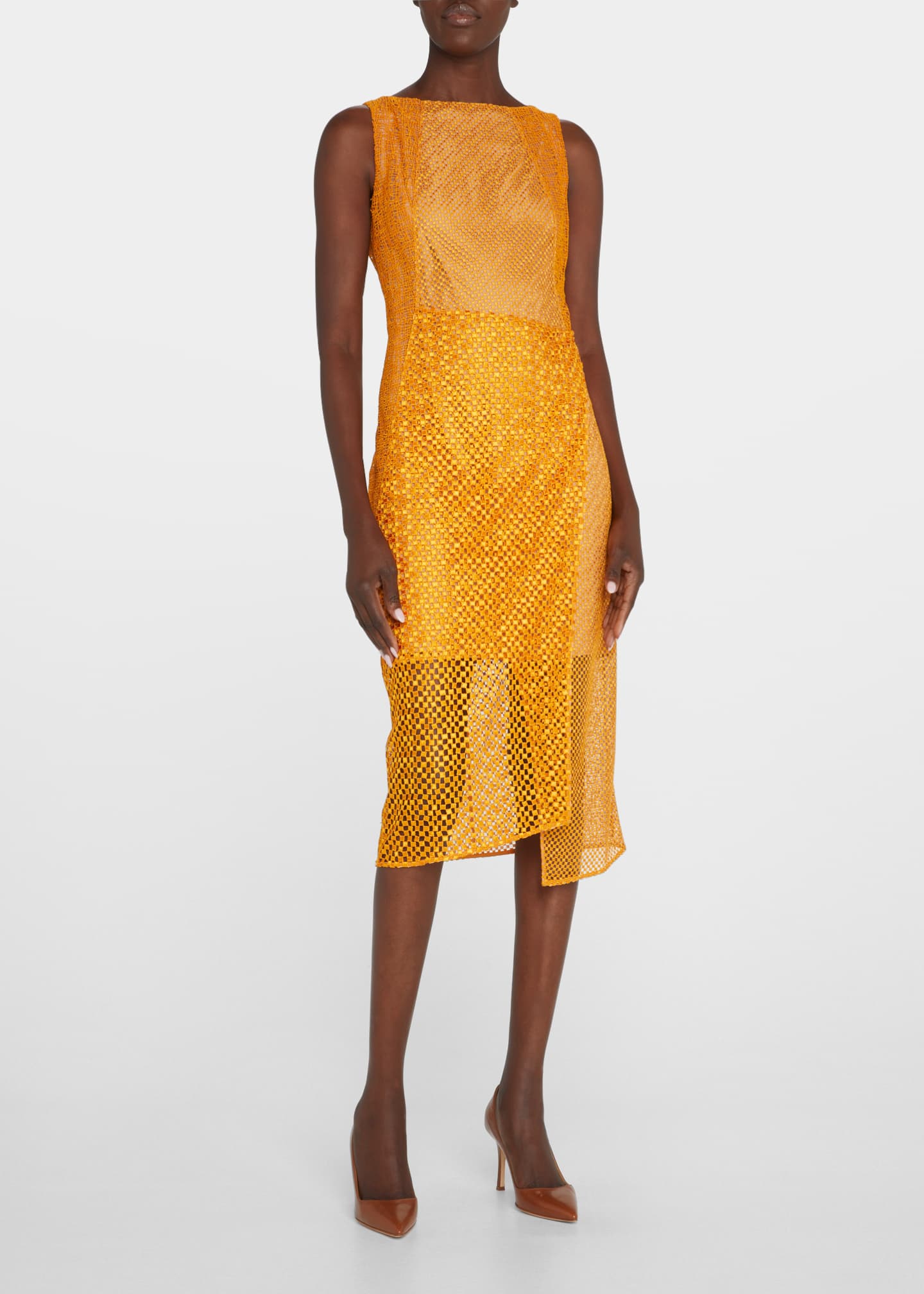 Akris Multi-Embroidered Apron-Front Midi Dress - Bergdorf Goodman