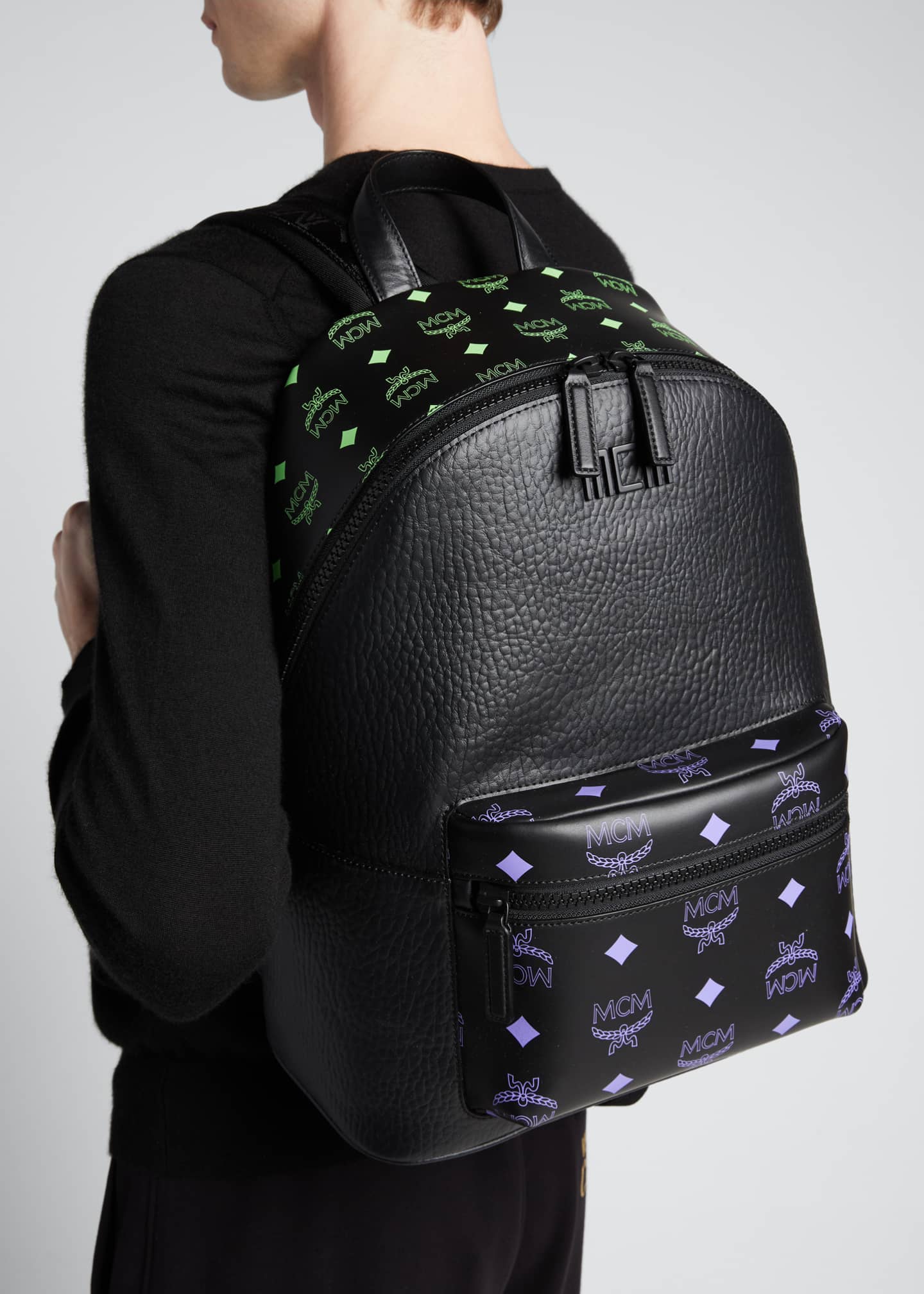 MCM Men's Color Splash Logo Leather Backpack - Bergdorf Goodman