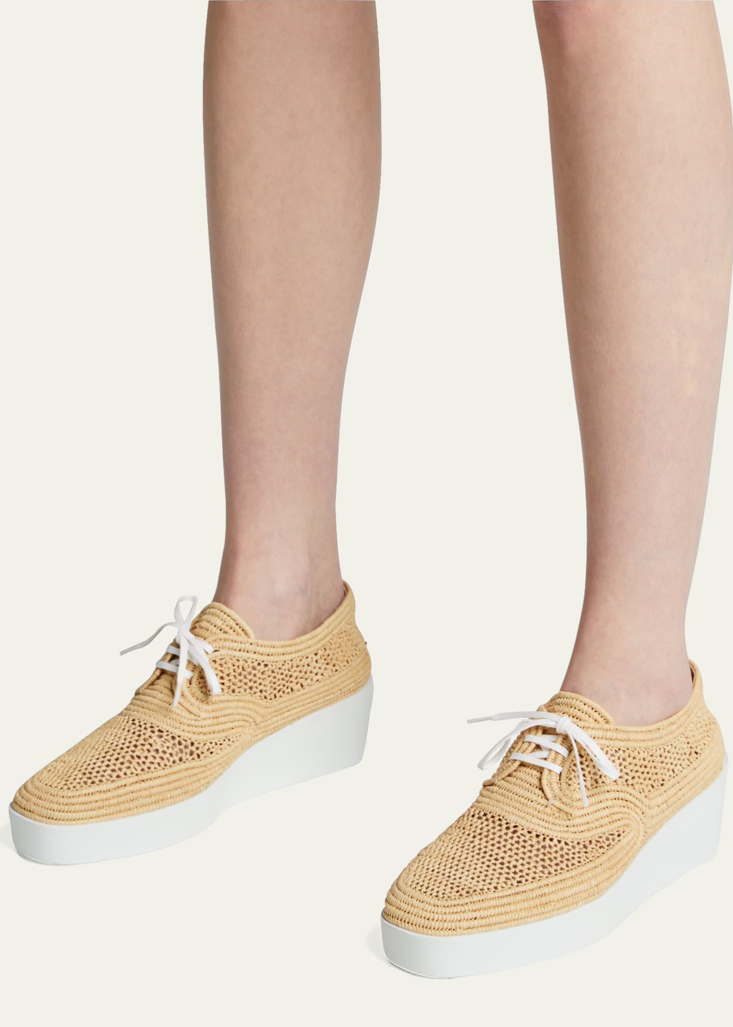 Clergerie Paris Lisa Woven Raffia Platform Loafers - Bergdorf Goodman