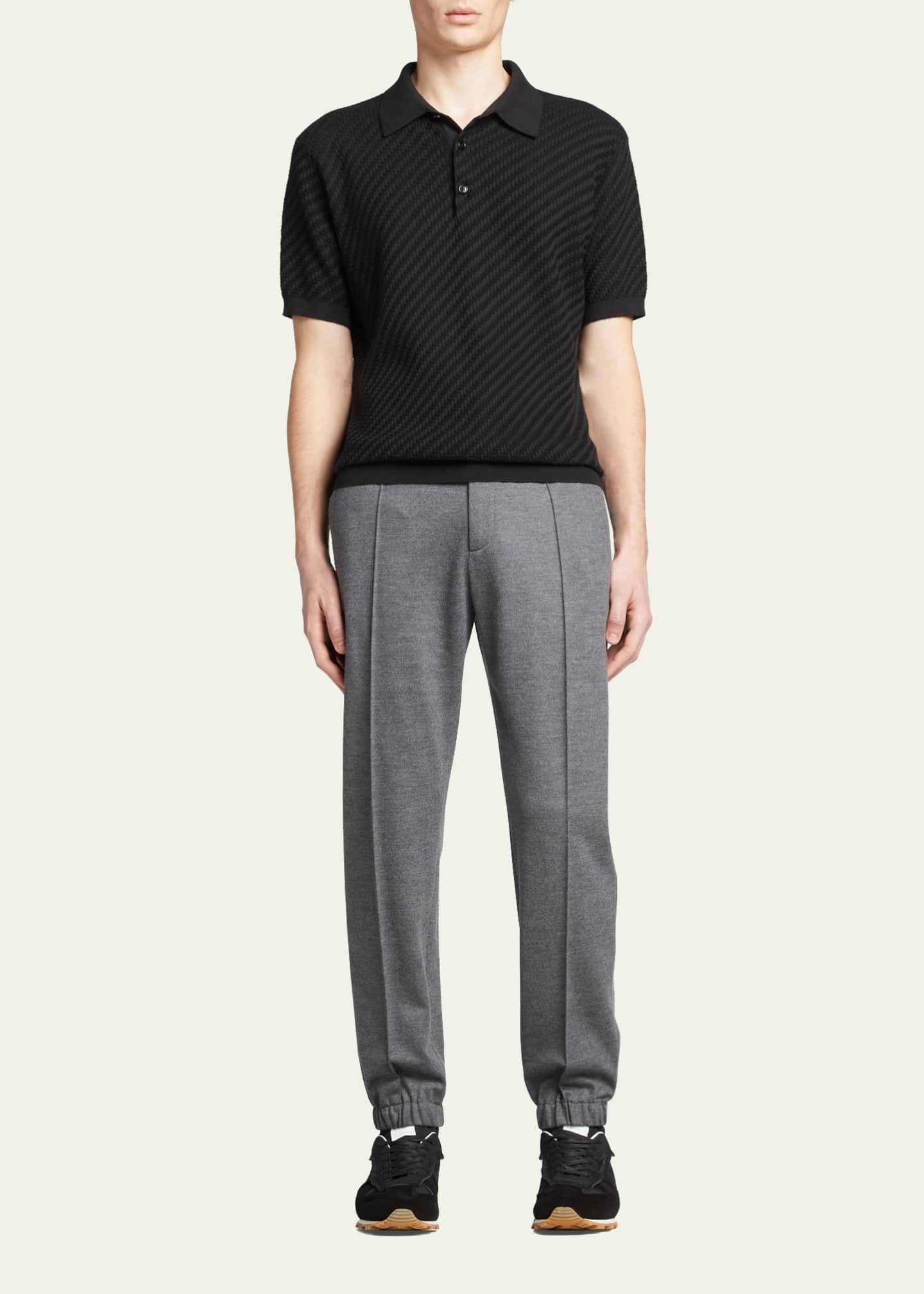 Brioni Men's Basket Stitch Cashmere-Blend Polo Shirt - Bergdorf Goodman