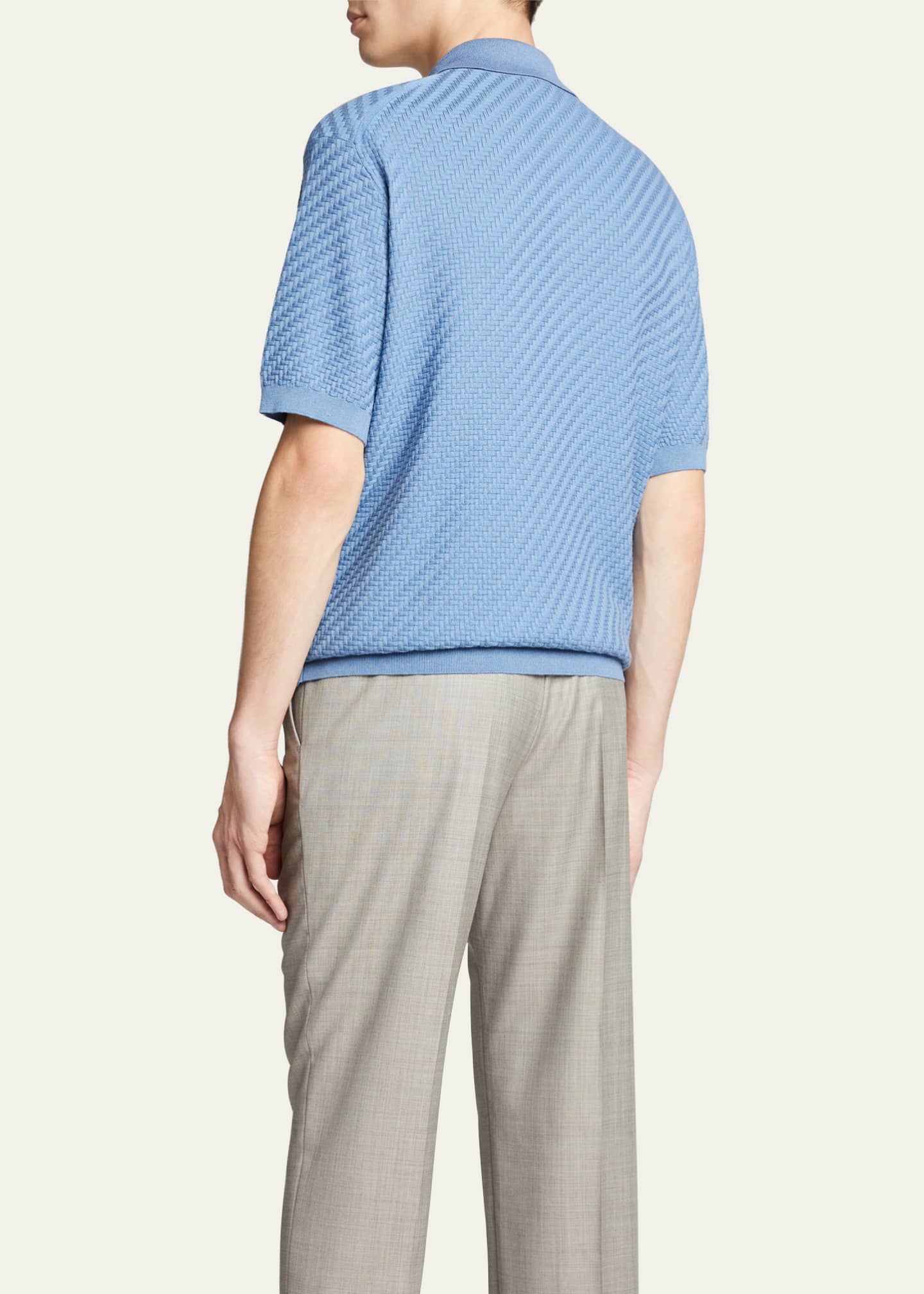 Brioni Men's Basket Stitch Cashmere-Blend Polo Shirt - Bergdorf Goodman