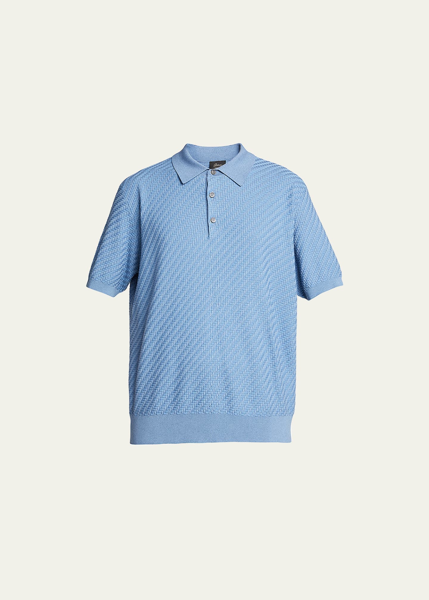 Brioni Men's Basket Stitch Cashmere-Blend Polo Shirt - Bergdorf Goodman