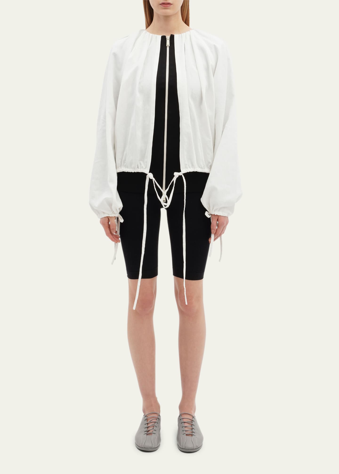 VAARA Pleated Layered Linen Cape Jacket, Ivory - Bergdorf Goodman