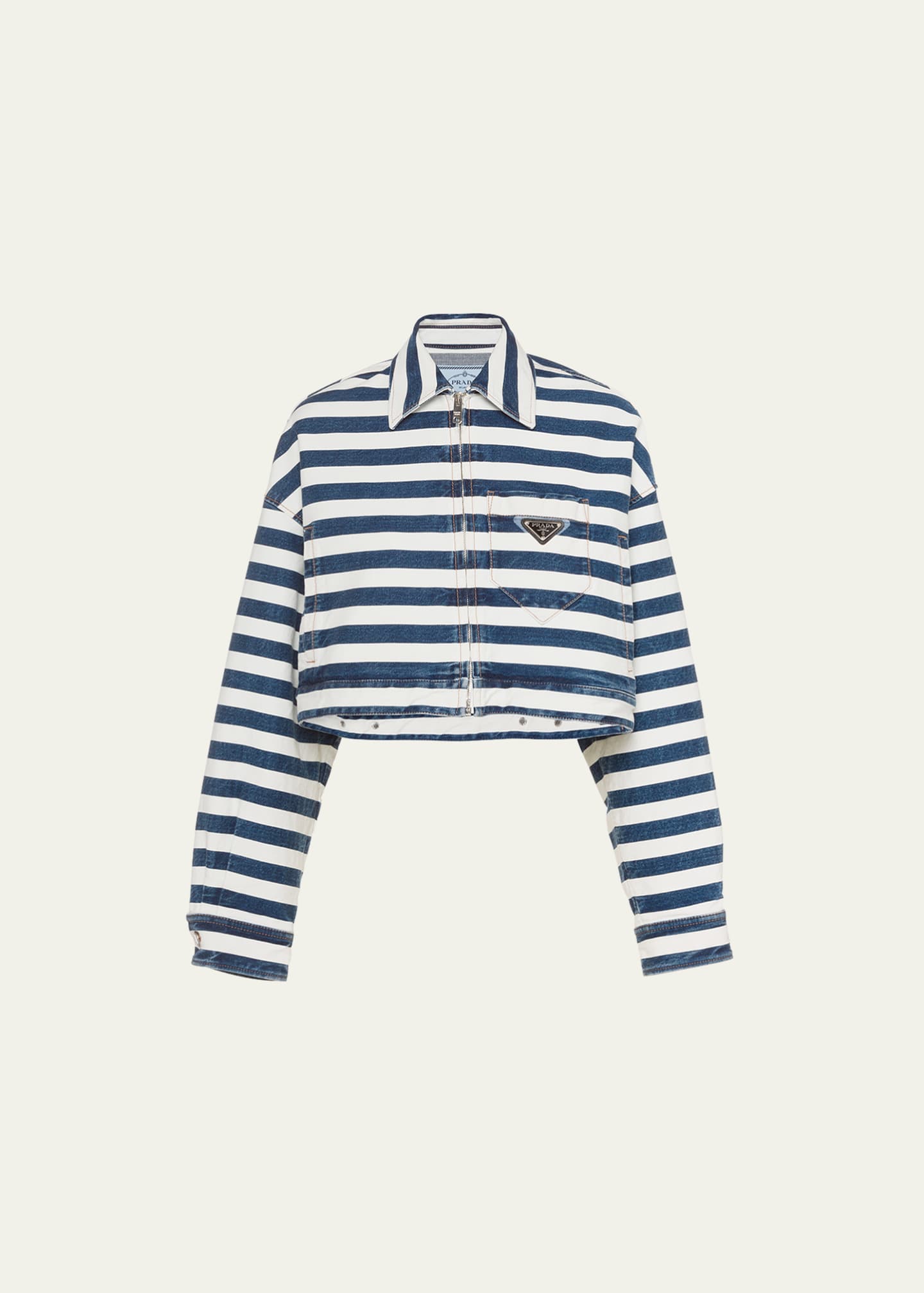 Prada Striped Denim Cropped Jacket - Bergdorf Goodman