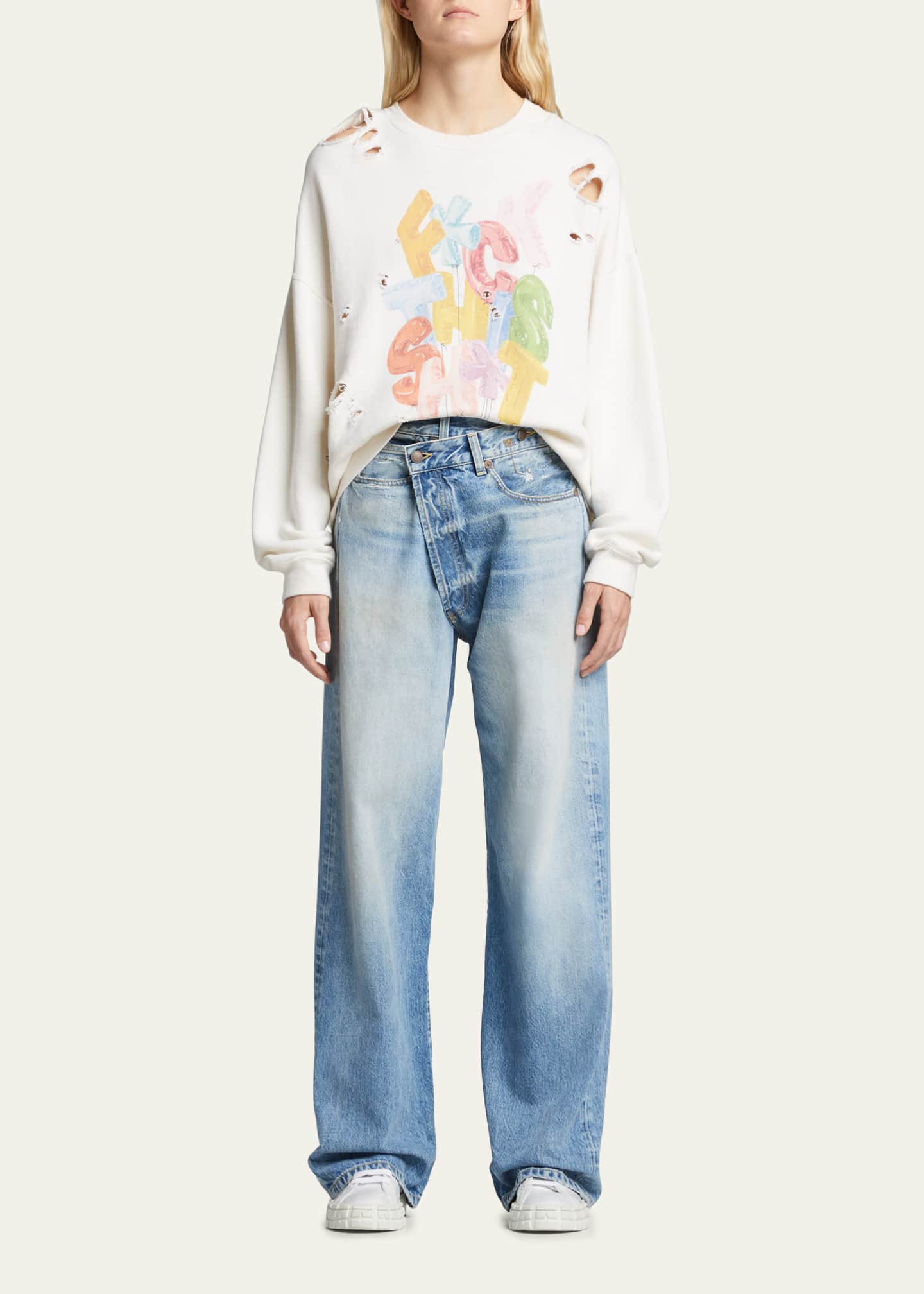 R13 Wide-Leg Cross Over Jeans - Bergdorf Goodman