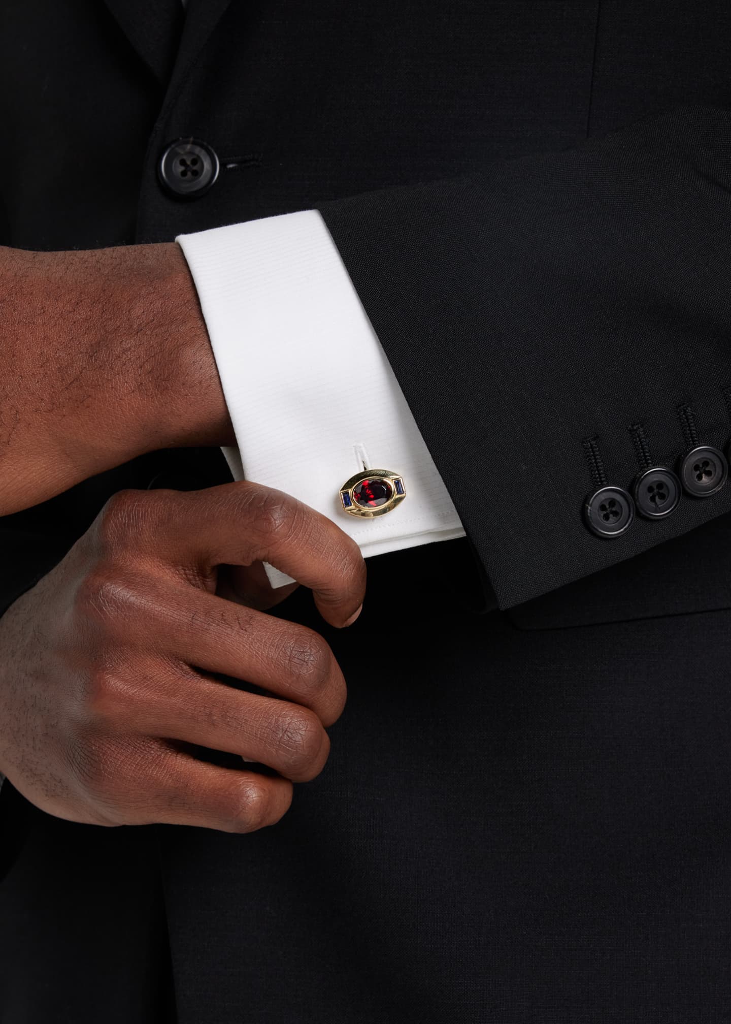 Lois Sasson Design Men's 18K Yellow Gold & Sapphire Cuff Links ...