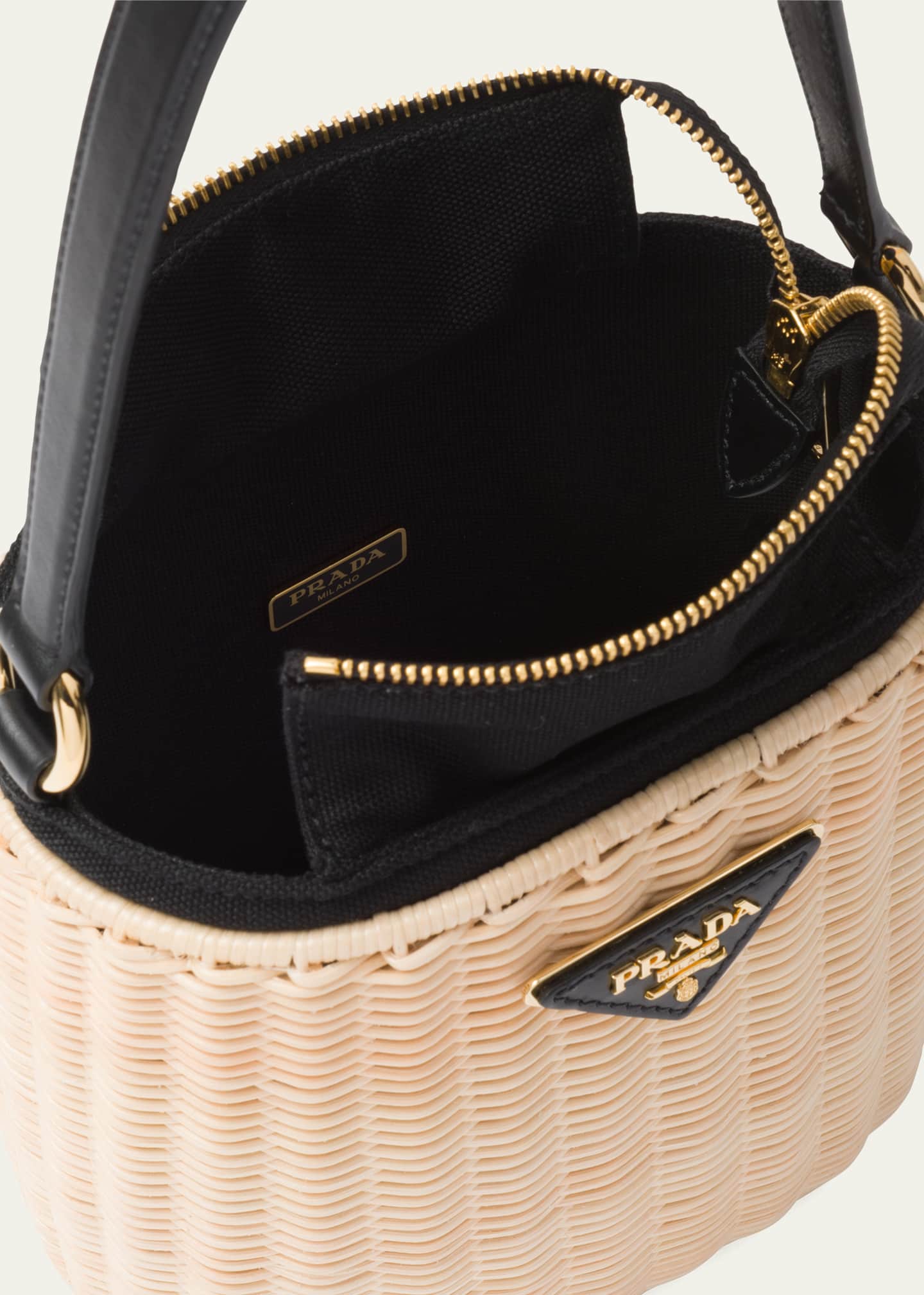Prada Midollino Zip Straw Bucket Bag - Bergdorf Goodman
