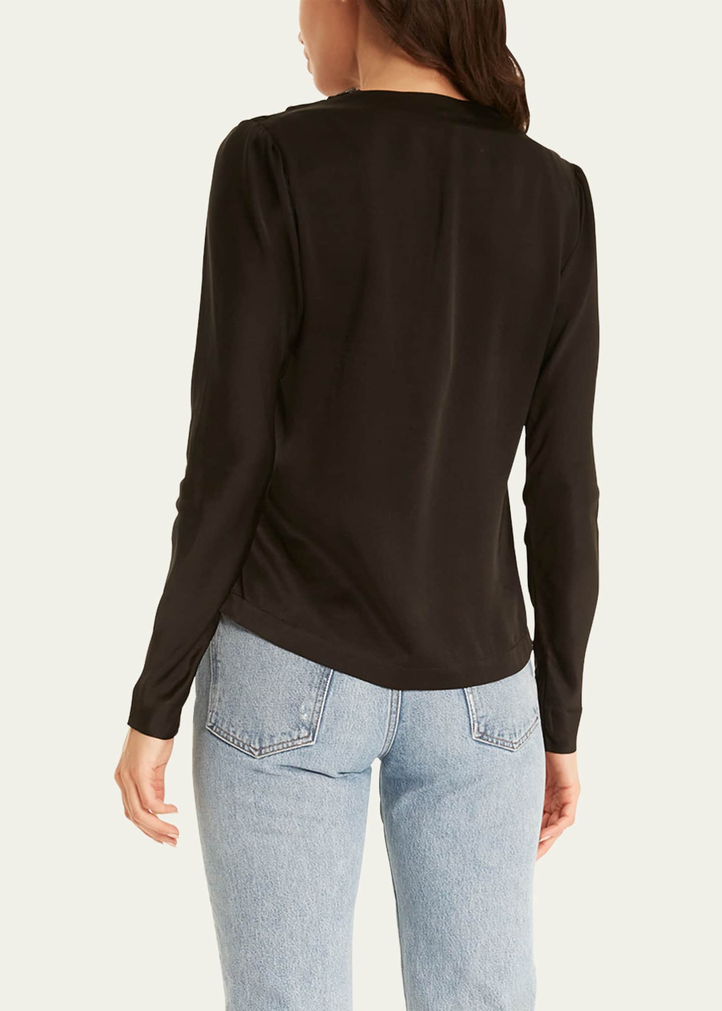 Secret Mission Joni Mock-Neck Draped Silk Blouse - Bergdorf Goodman