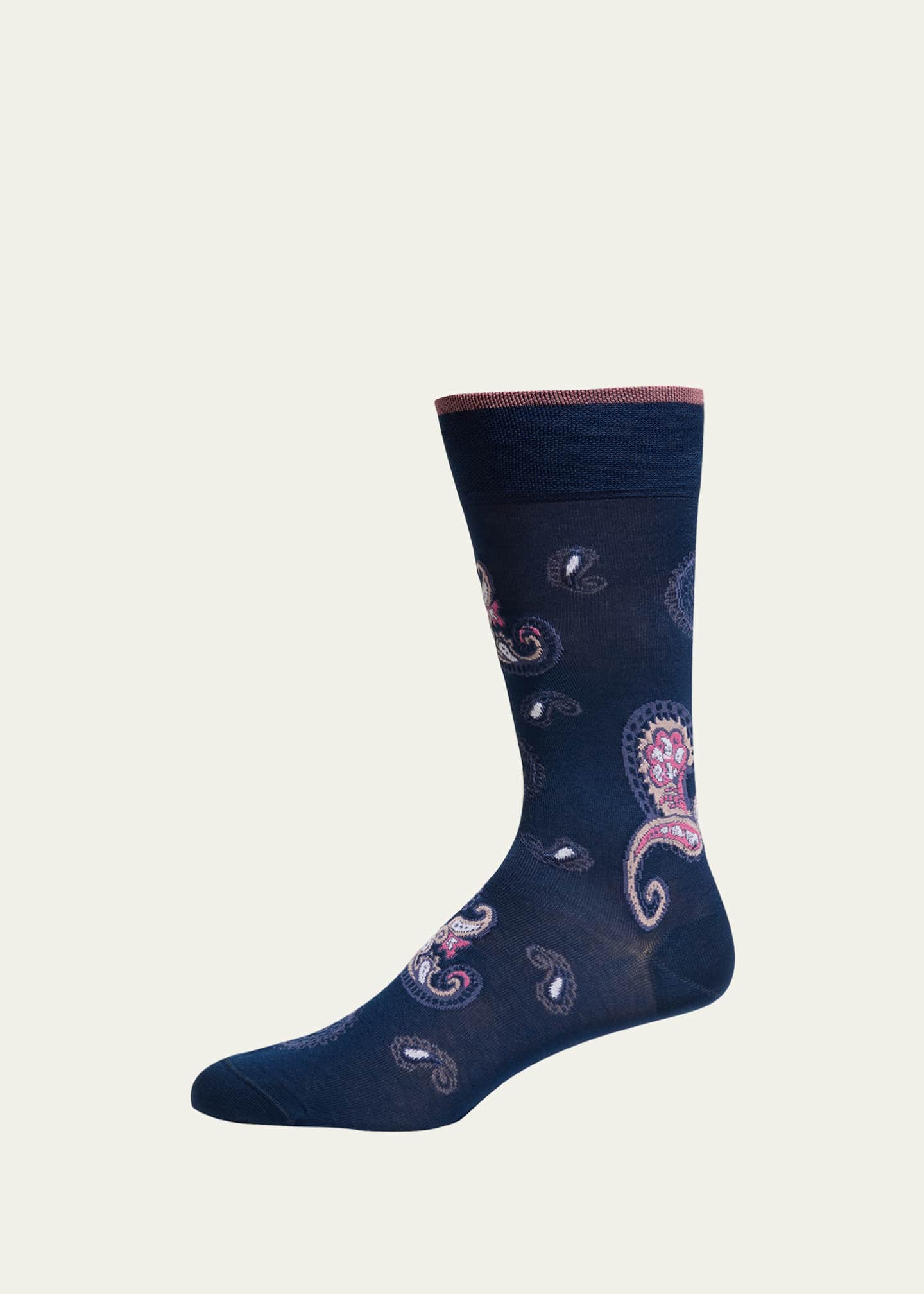 Marcoliani Men's Large Paisley Cotton Crew Socks - Bergdorf Goodman