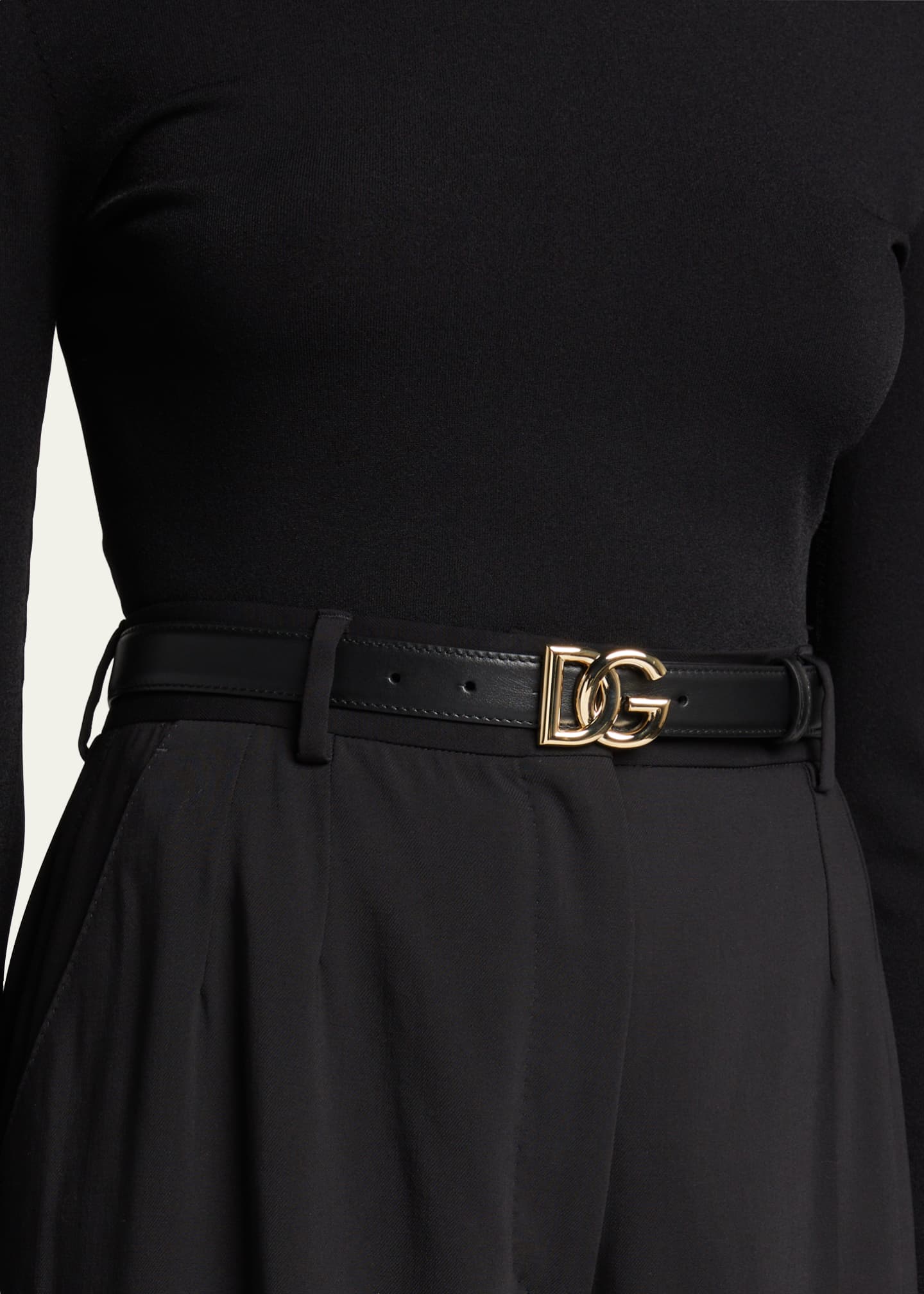 Dolce&Gabbana Interlocking DG Logo Leather Belt - Bergdorf Goodman