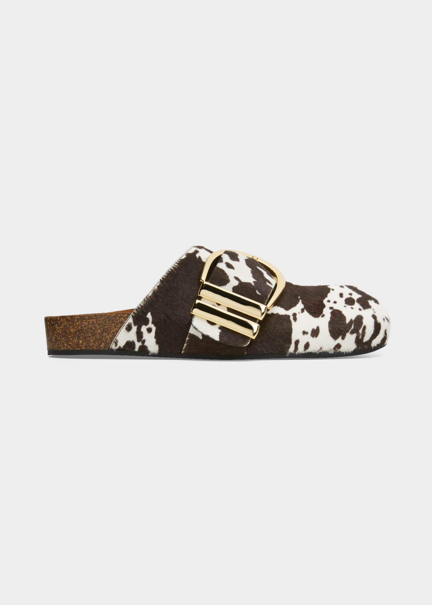 Khaite Downing Cow-Print Buckle Mules - Bergdorf Goodman