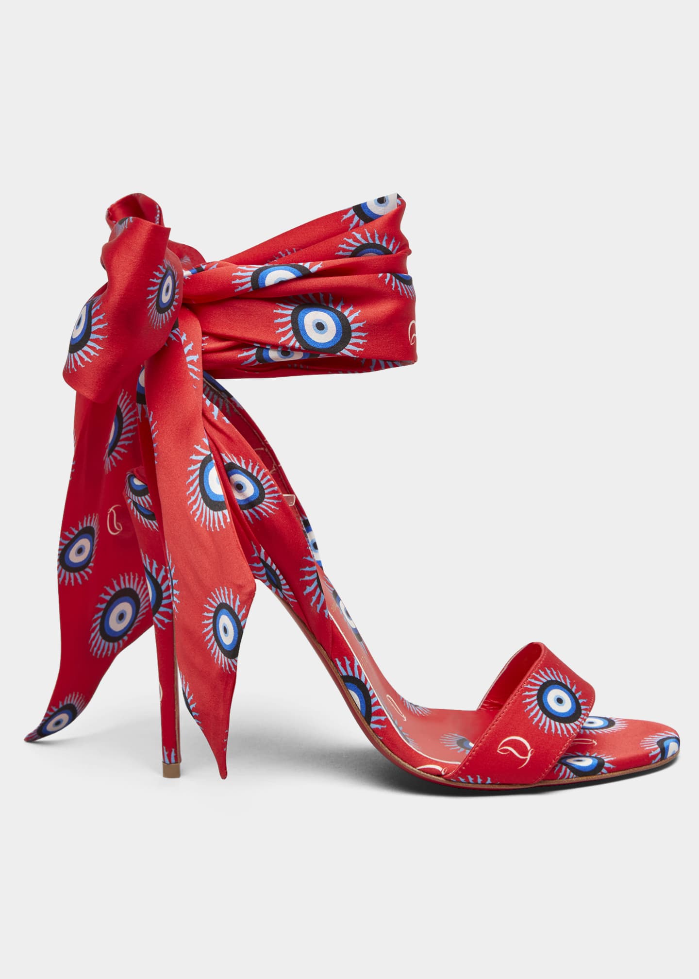 Christian Louboutin Sandale Du Desert Silk Ankle-Tie Sandals - Bergdorf ...