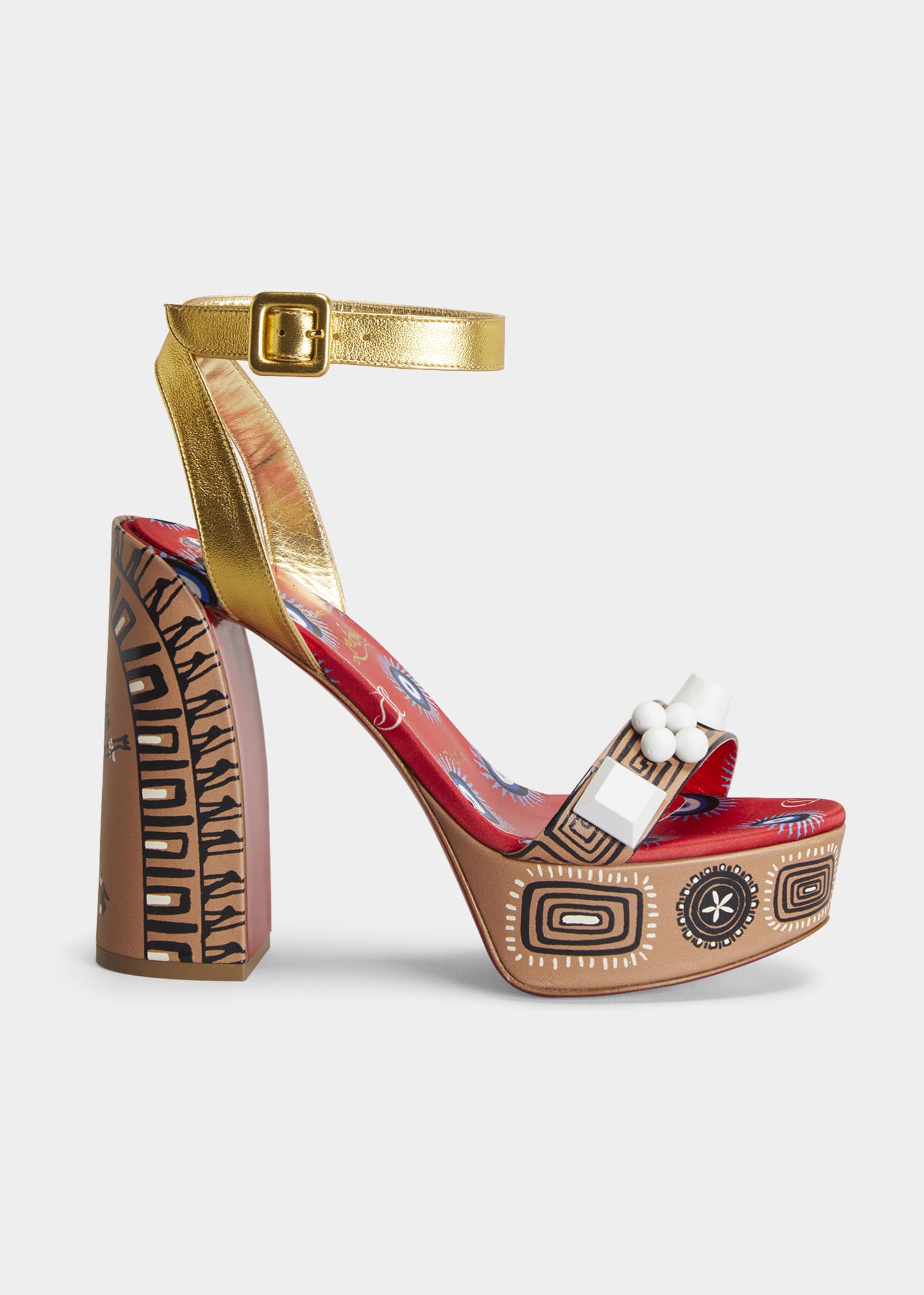 Christian Louboutin Movida Athina Printed Red Sole Platform Sandals ...