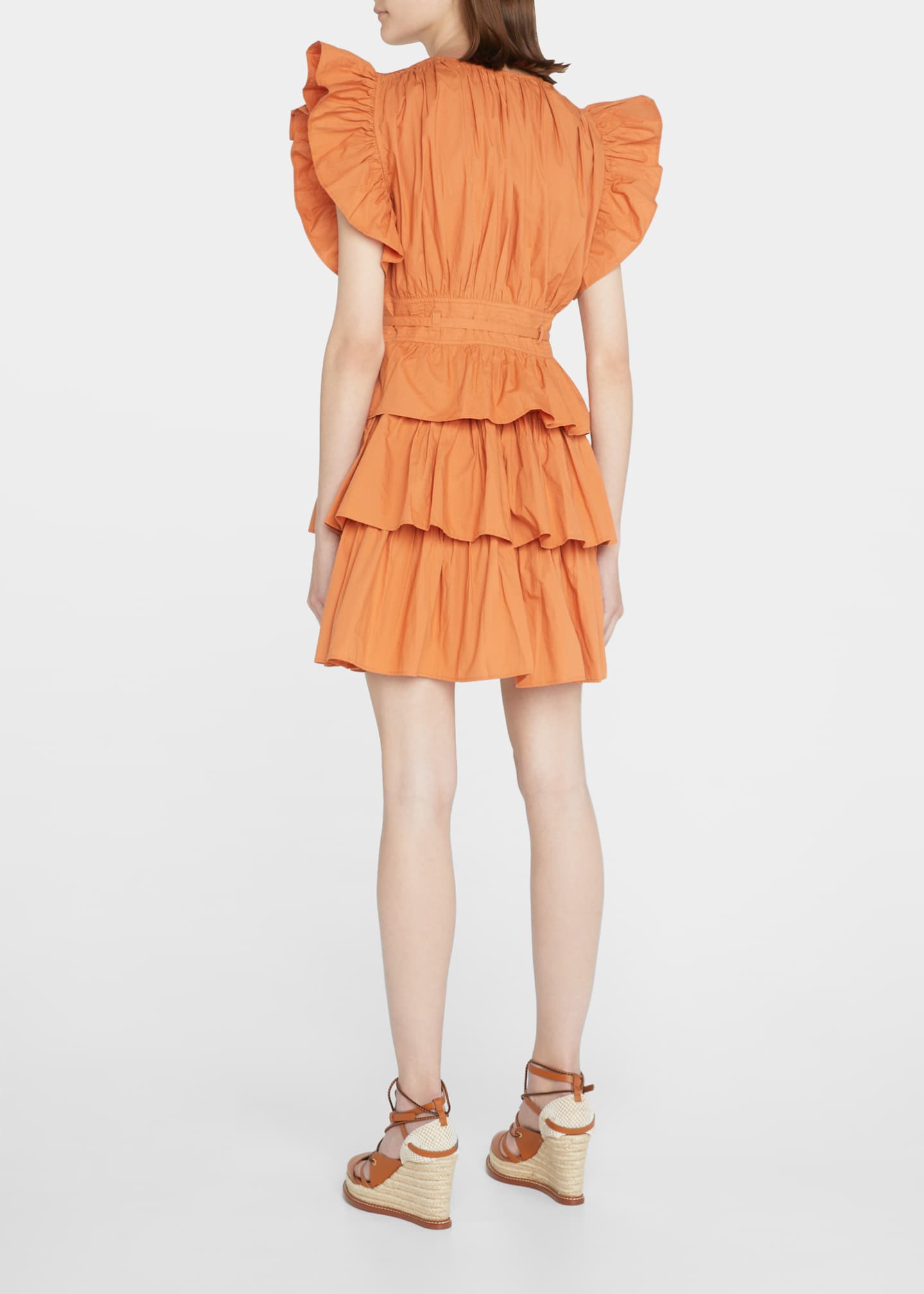 Ulla Johnson Sena Tiered Flutter-Sleeve Dress - Bergdorf Goodman