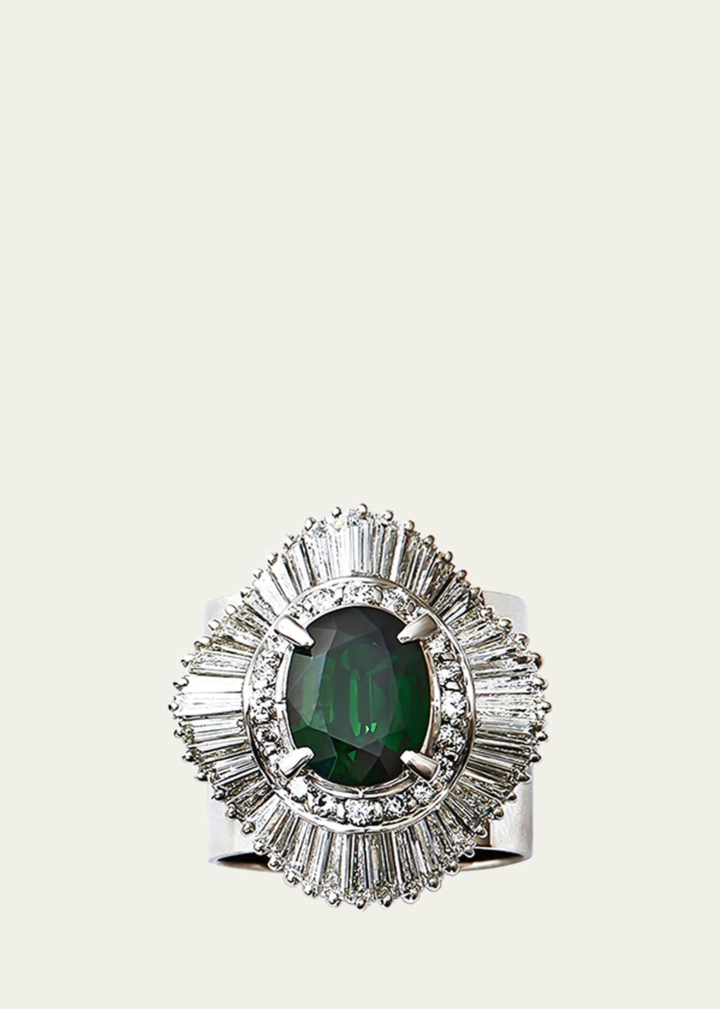 YUTAI Revive Ring with Grossularite Garnet and Diamonds on Platinum ...