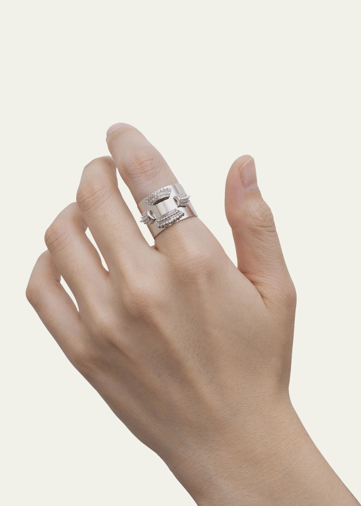 YUTAI Revive Ring with Open Setting Diamonds on Platinum 15mm Thick ...