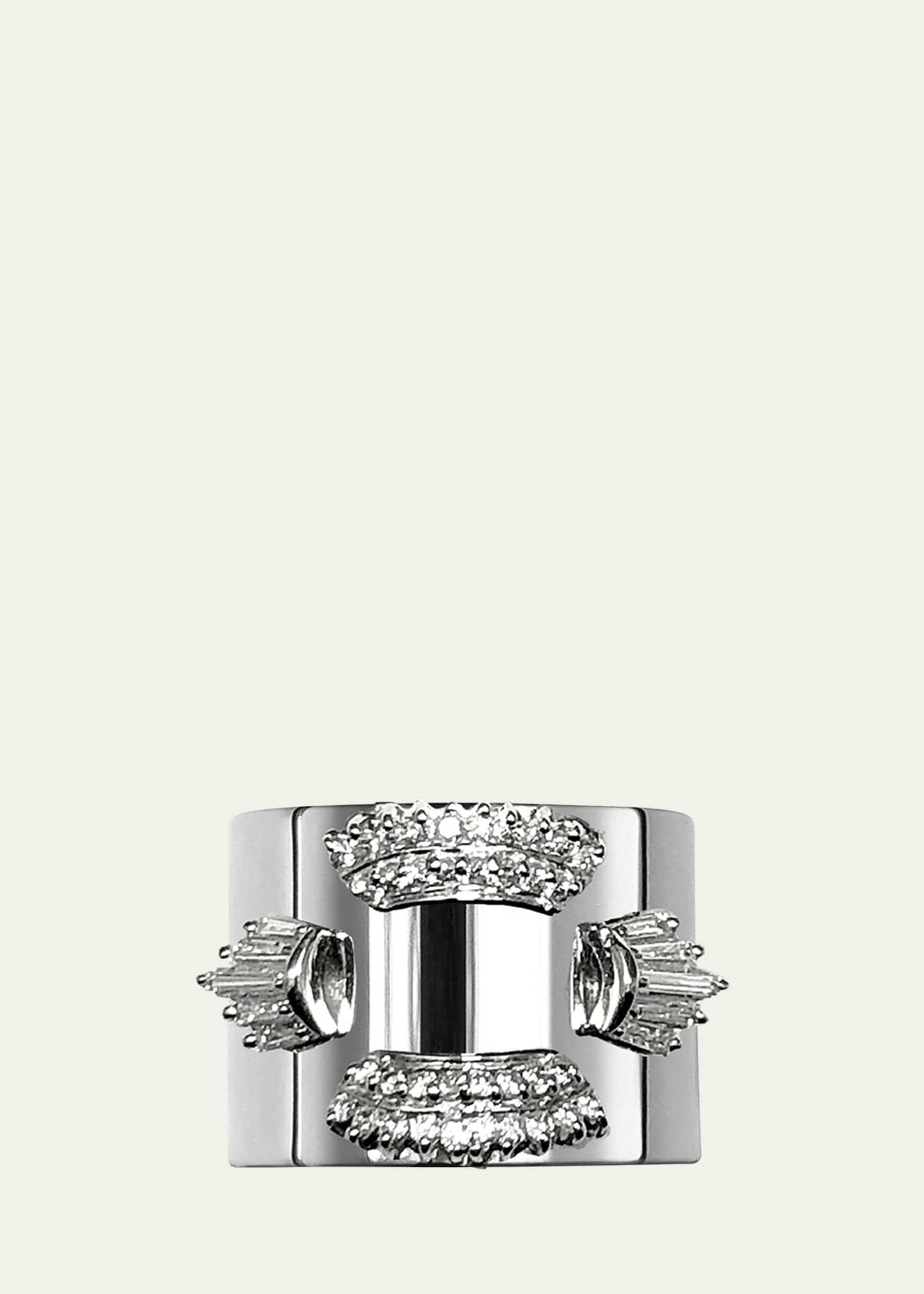 YUTAI Revive Ring with Open Setting Diamonds on Platinum 15mm Thick ...