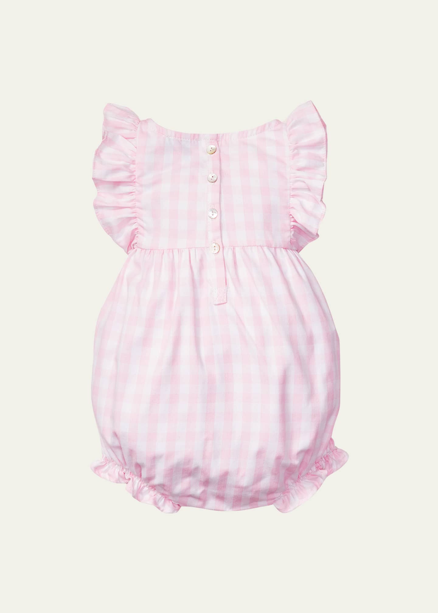 Petite Plume Girl's Pink Gingham Ruffled Romper, Size Newborn-24M ...