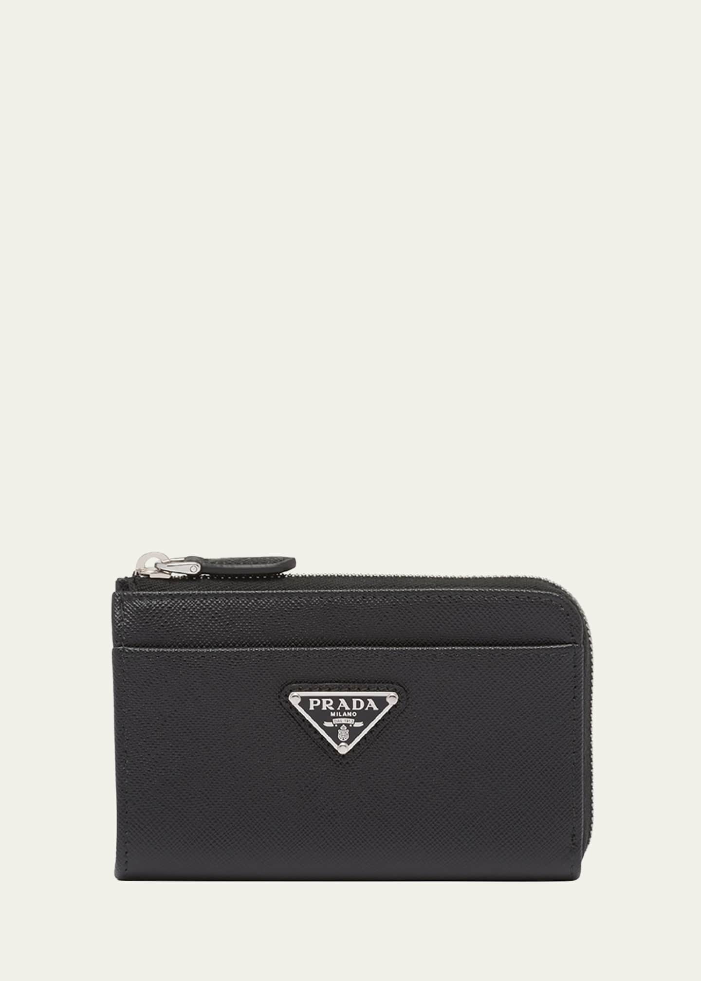 Prada Triangle Logo Zip Card Case - Bergdorf Goodman