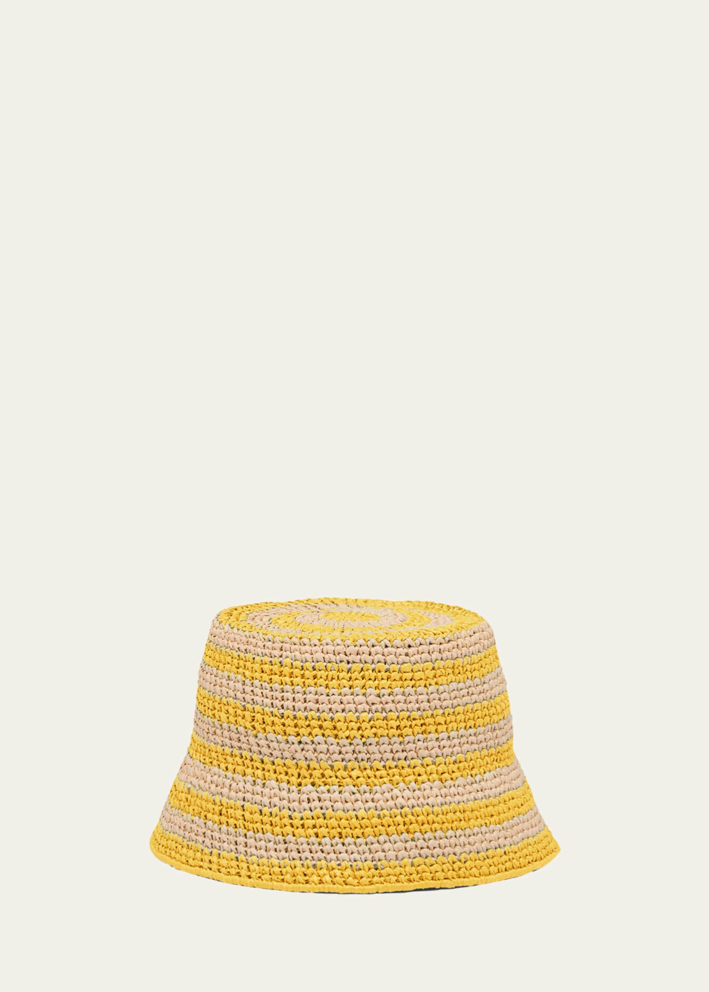 Prada Logo Striped Raffia Bucket Hat - Bergdorf Goodman