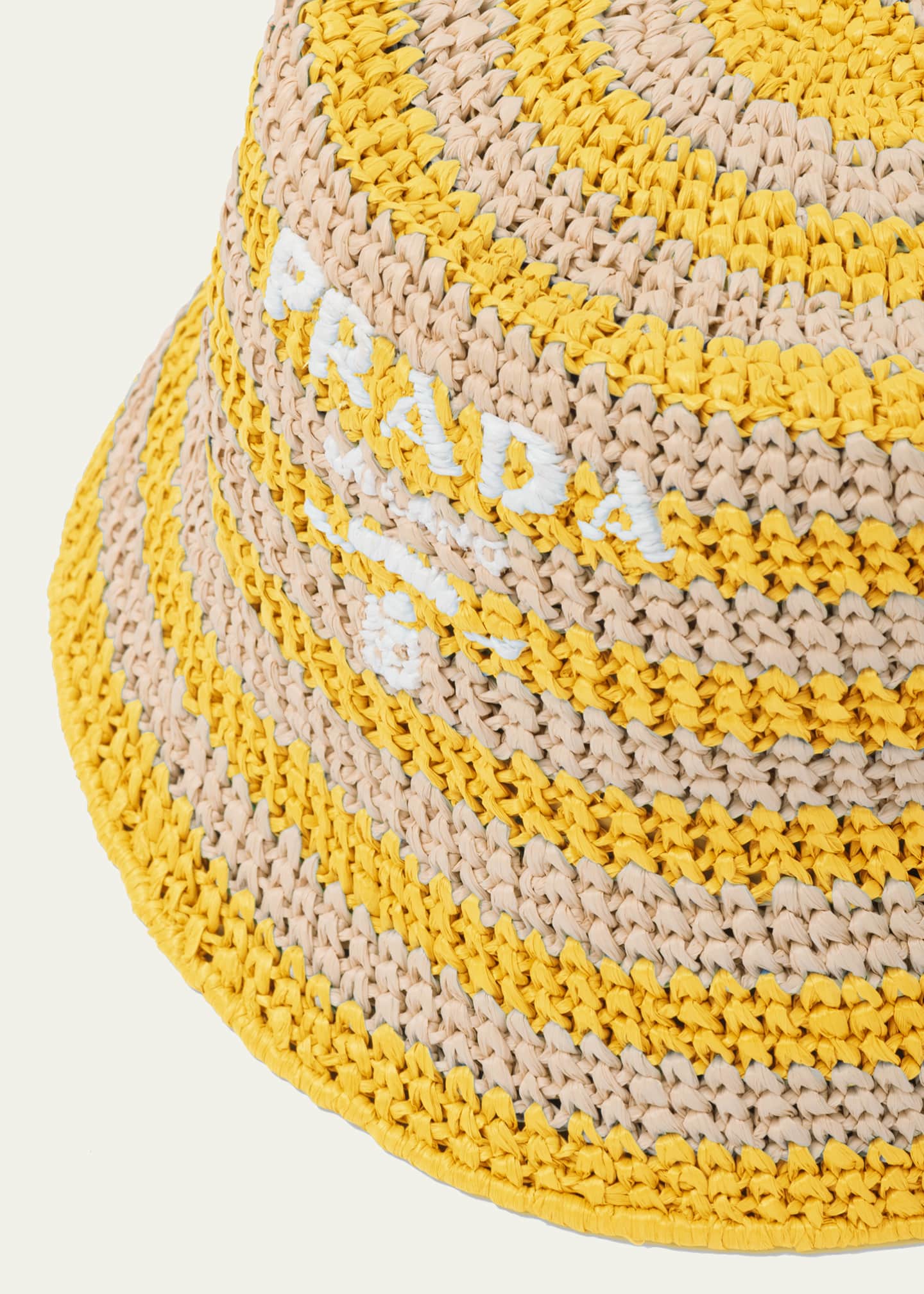 Prada Logo Striped Raffia Bucket Hat - Bergdorf Goodman