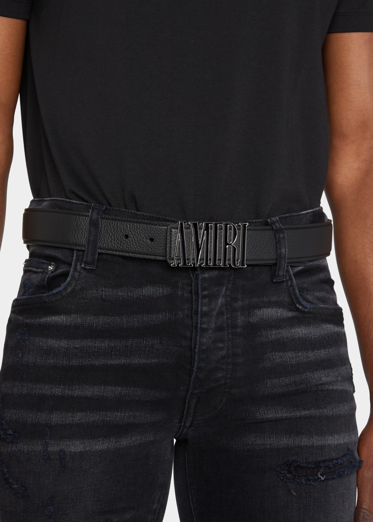 Amiri Men's Leather Logo Belt, 4cm - Bergdorf Goodman