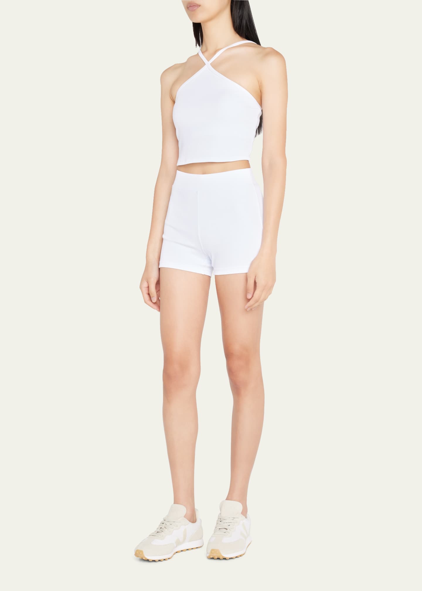 Alo Yoga Goddess Ribbed Cross Crop Top - Bergdorf Goodman