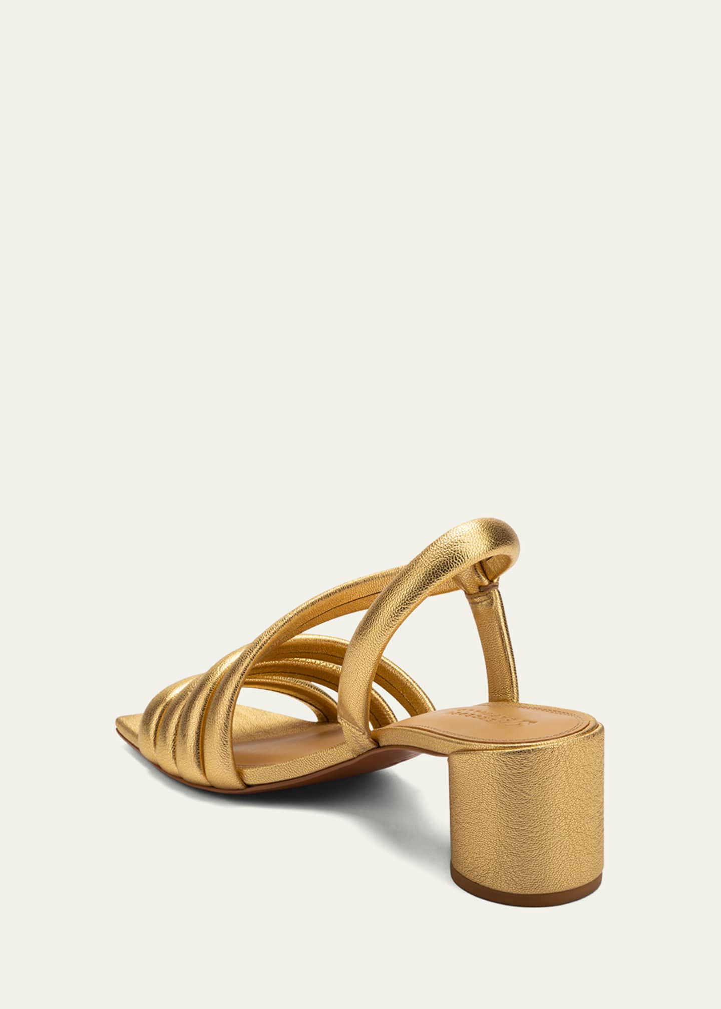 Mercedes Castillo Aline Metallic Cylinder-Heel Slingback Sandals ...