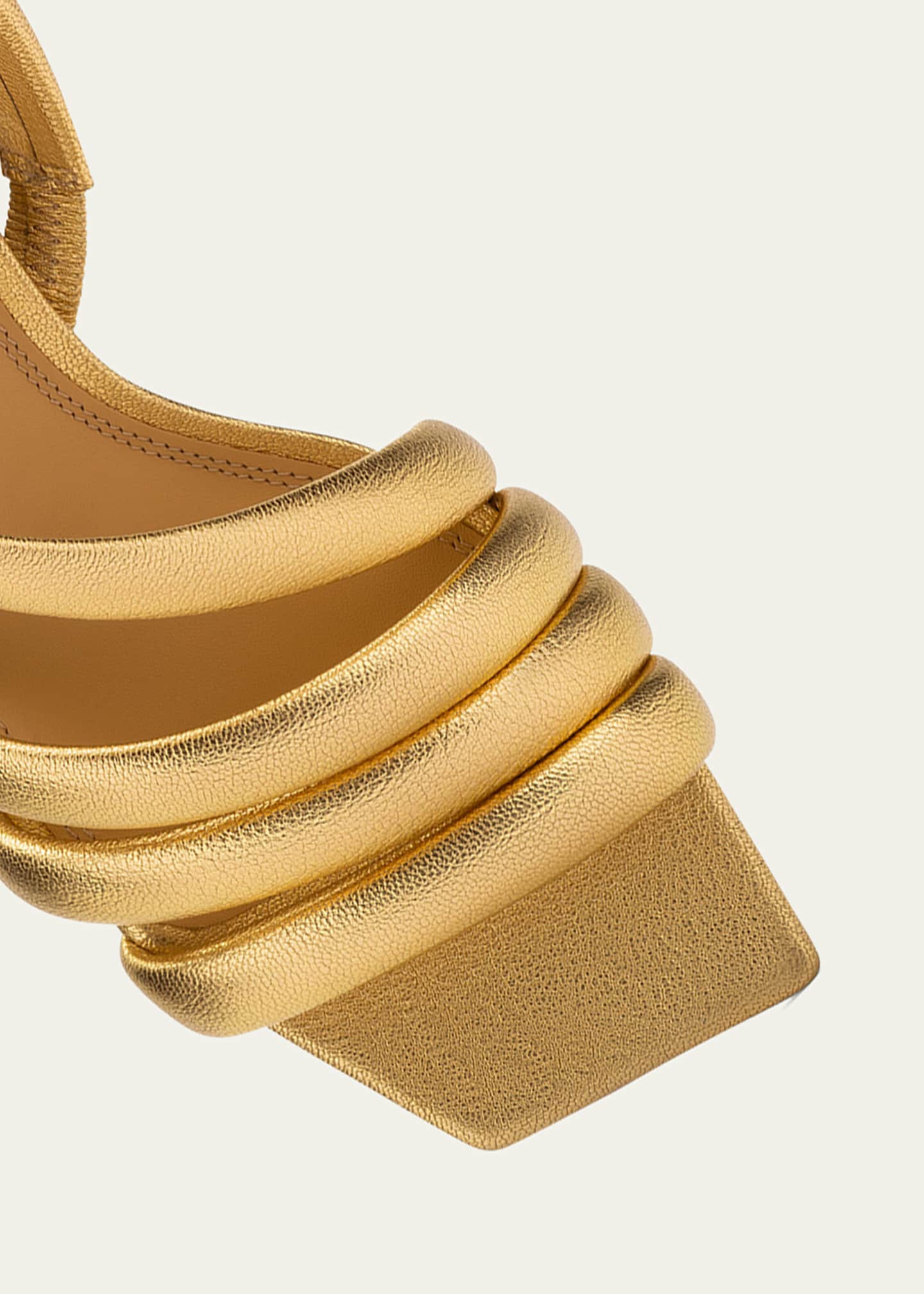 Mercedes Castillo Aline Metallic Cylinder-Heel Slingback Sandals ...