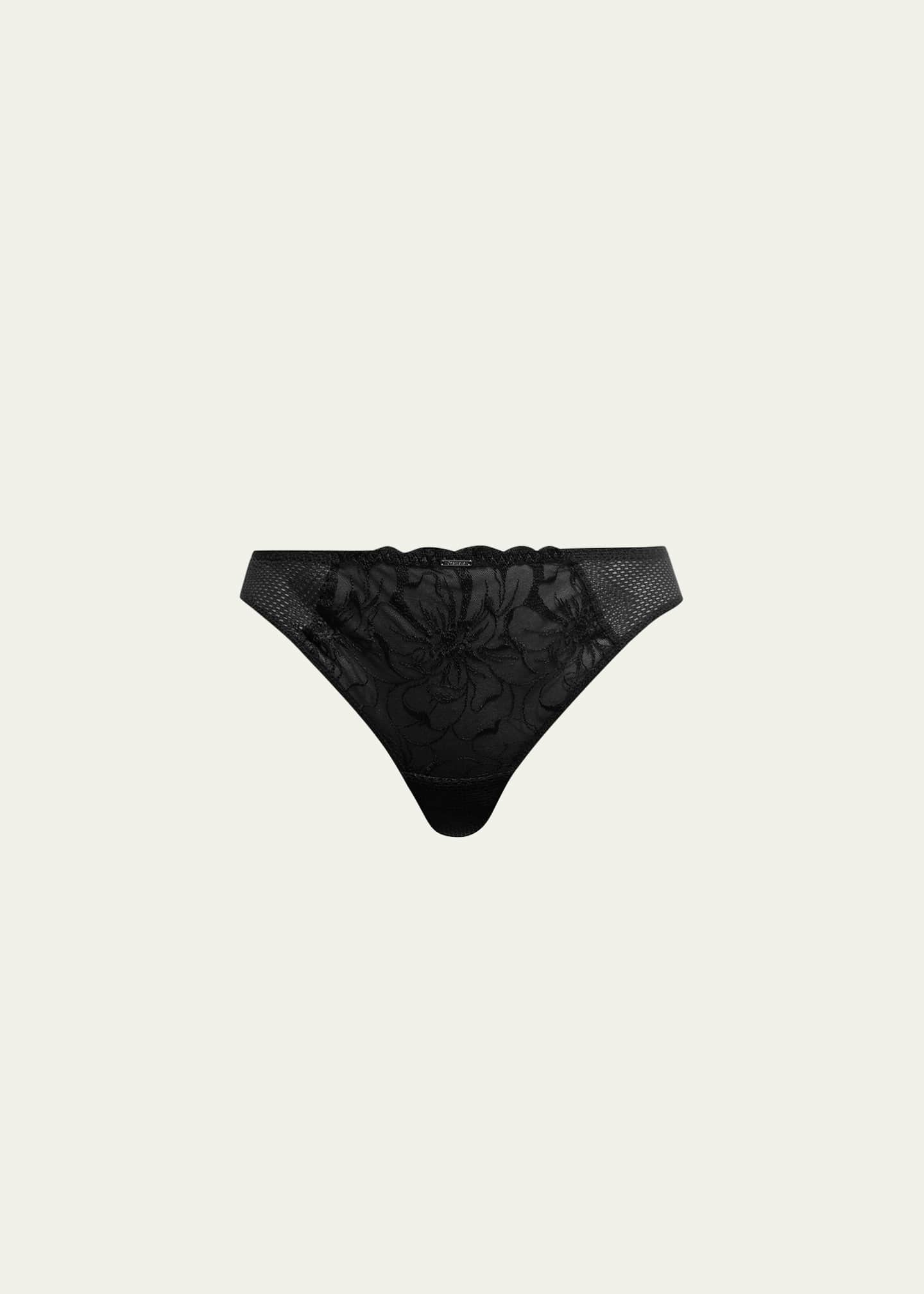 Chantelle Fleur Sheer Floral-Embroidered Thong - Bergdorf Goodman