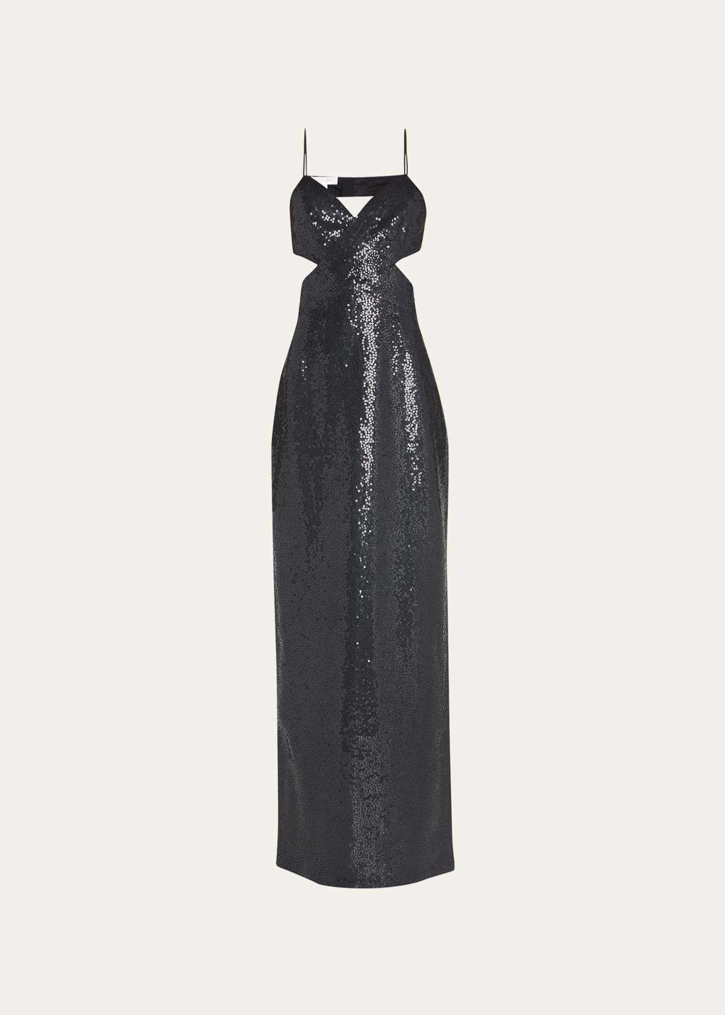 Michael Kors Collection Sequin Embellished Crossover Cutout Column Gown