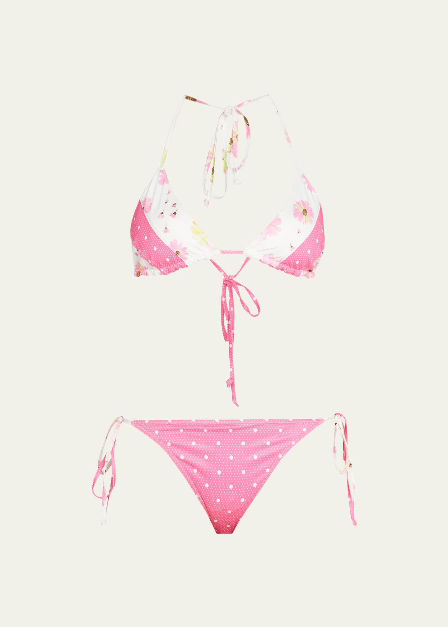 LoveShackFancy Harbor Mix-Print Two-Piece Bikini Set - Bergdorf Goodman