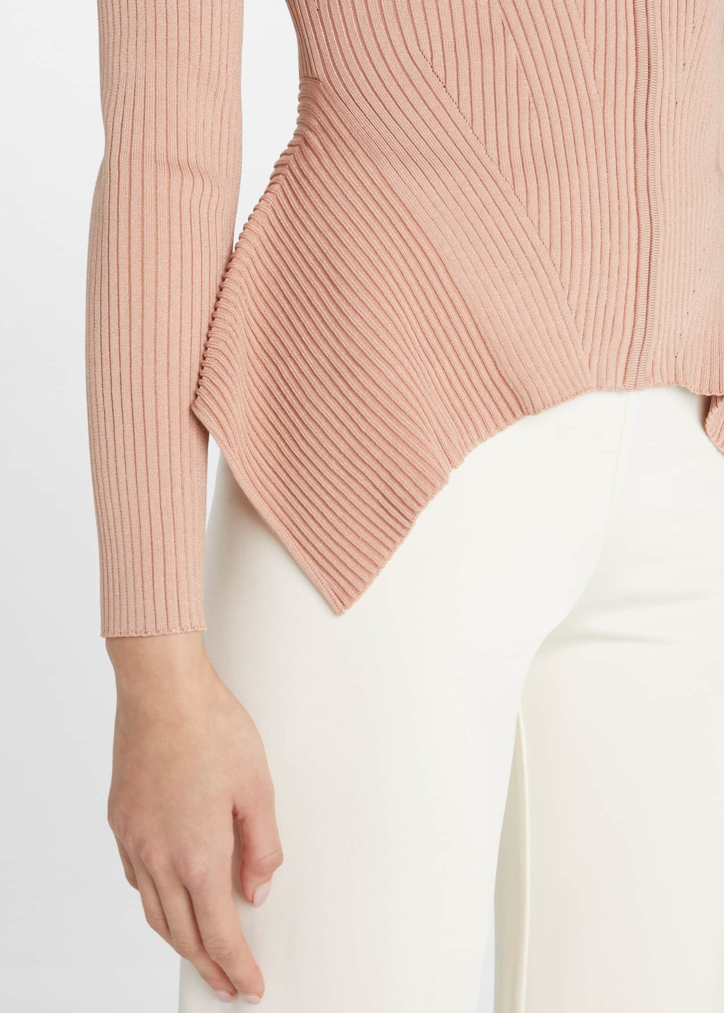 SIMKHAI Helena Rib Peplum Cardigan - Bergdorf Goodman