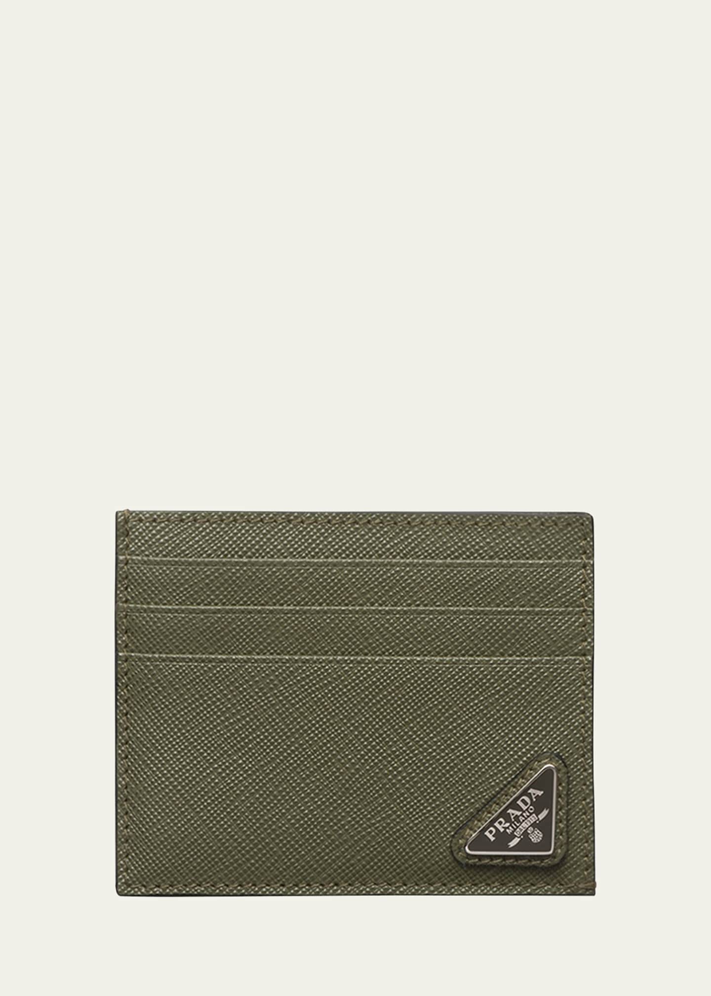 Prada Men's Saffiano Leather Logo Card Case - Bergdorf Goodman