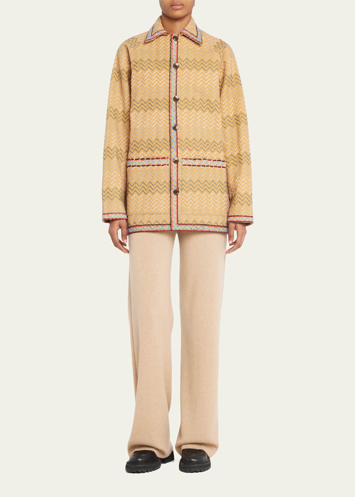 Bode Riding Scene Embroidered Cotton Coat - Bergdorf Goodman