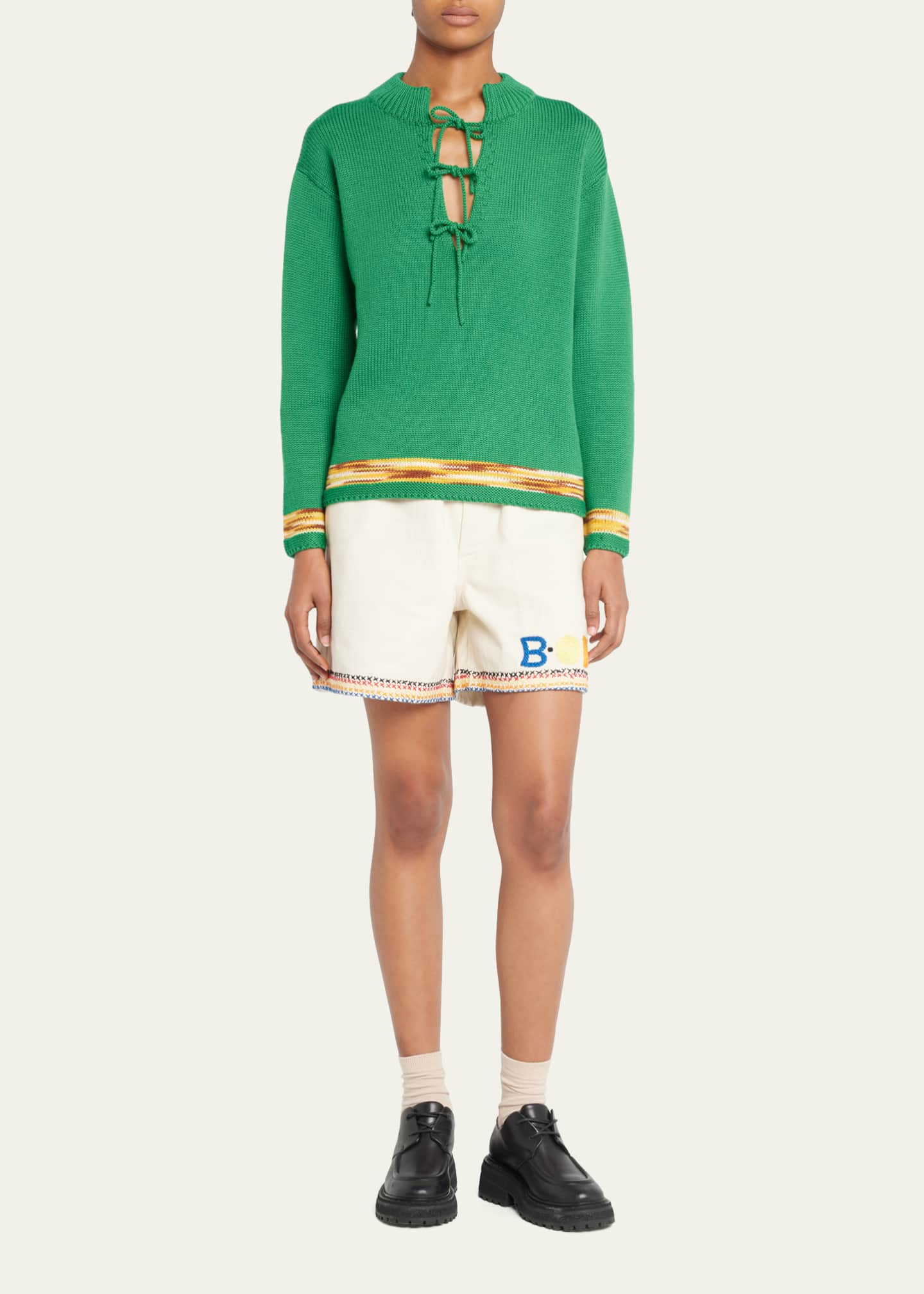 Bode Edge Trim Wool Sweater - Bergdorf Goodman