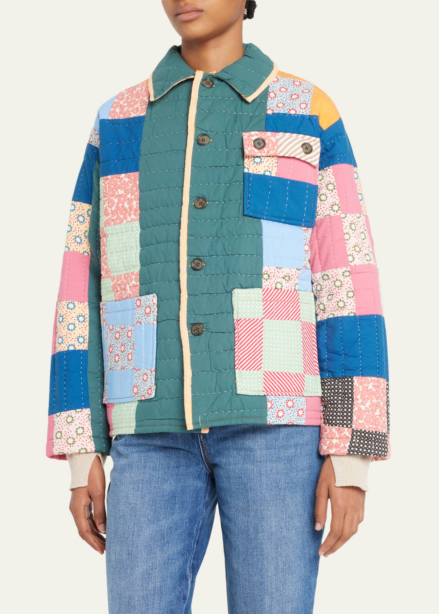 Bode Daisy Quilt Boxy Jacket - Bergdorf Goodman